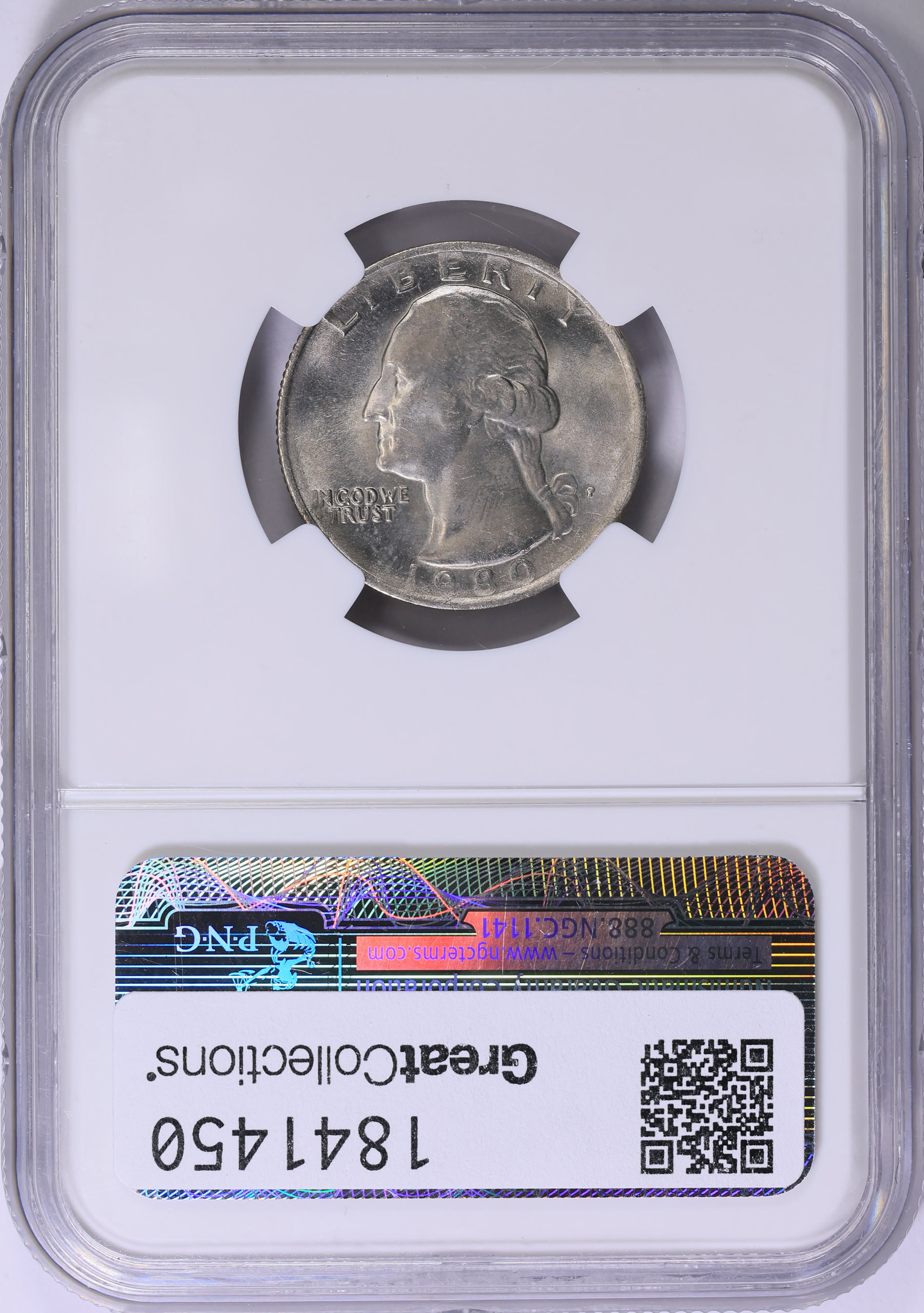Mint Error 1980-P Washington Quarter Reverse Clad Layer Missing 4.7 ...