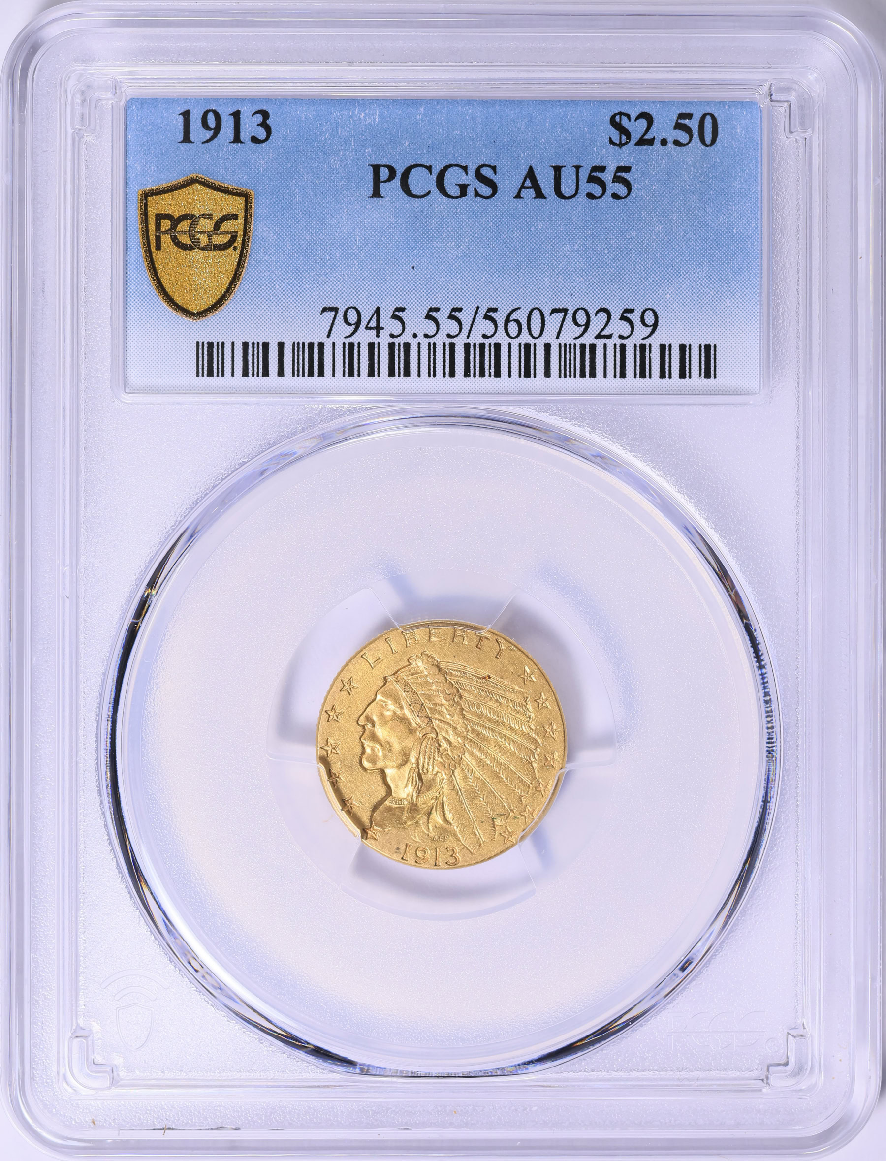 1913 Indian Gold Quarter Eagle PCGS AU-55 (Item 1841481) | GreatCollections Coin Auctions