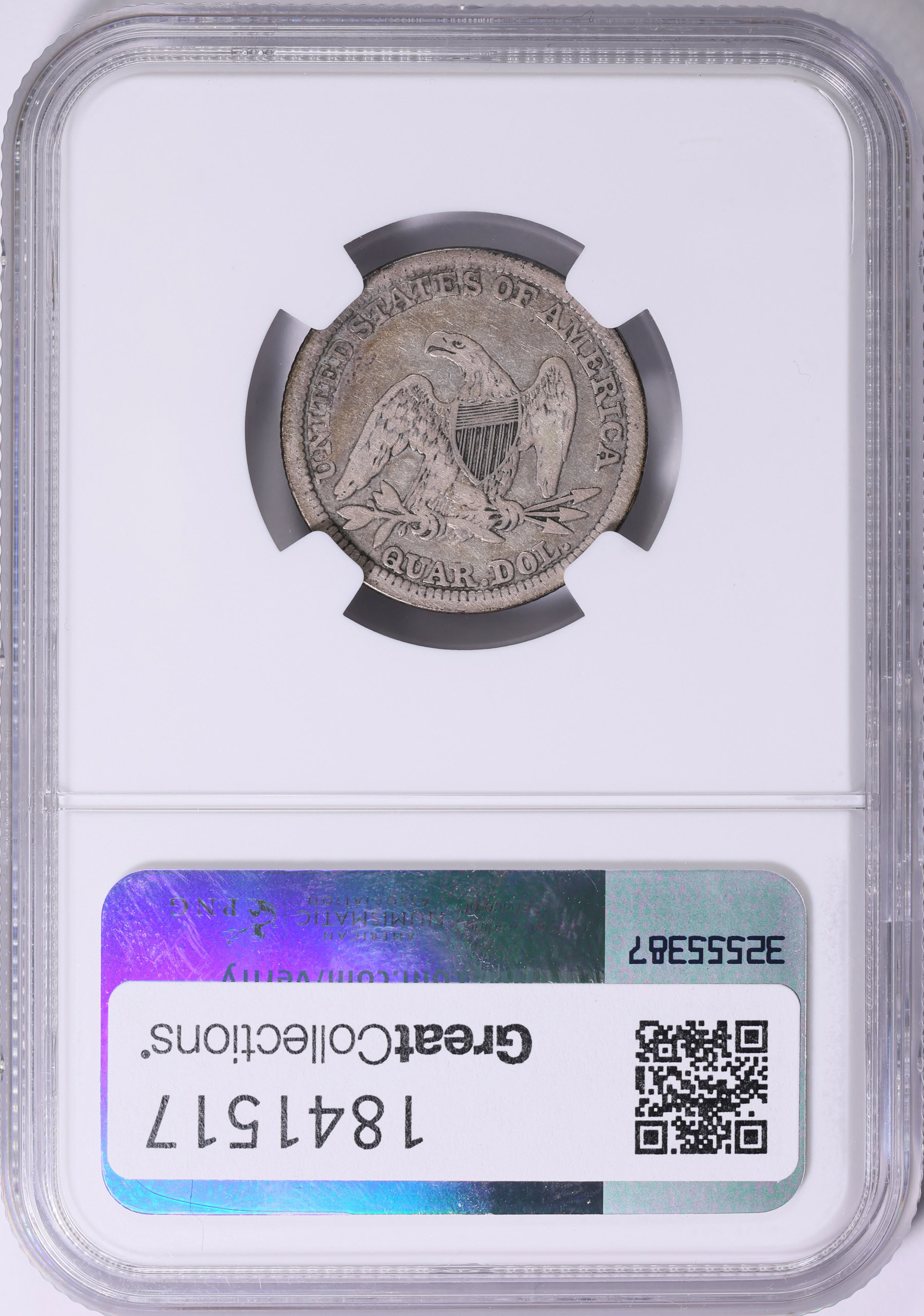1841 Seated Liberty Quarter NGC Fine Details (Item 1841517) | GreatCollections Coin Auctions