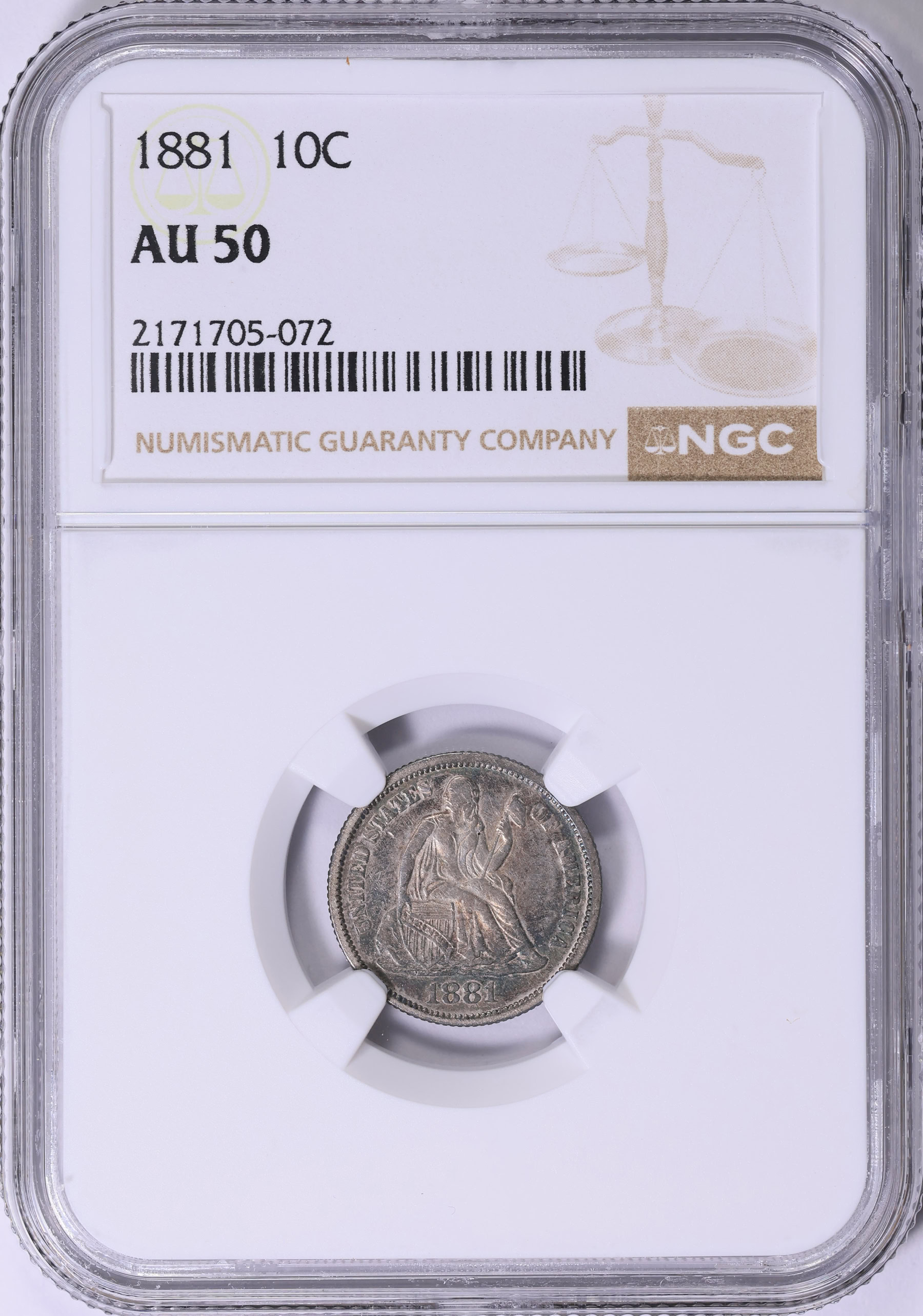 1881 Seated Liberty Dime NGC AU-50 (Toned) (Item 1841571 ...