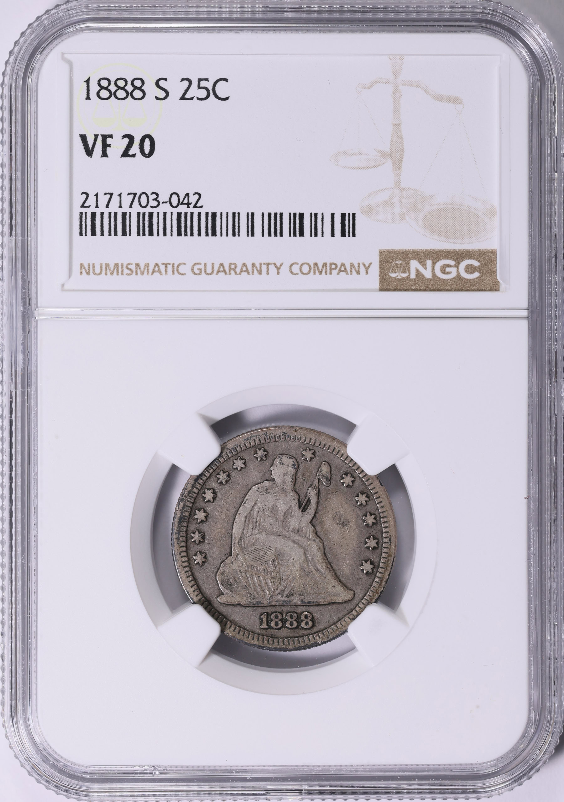 1888-S Seated Liberty Quarter NGC VF-20 (Item 1841602 ...