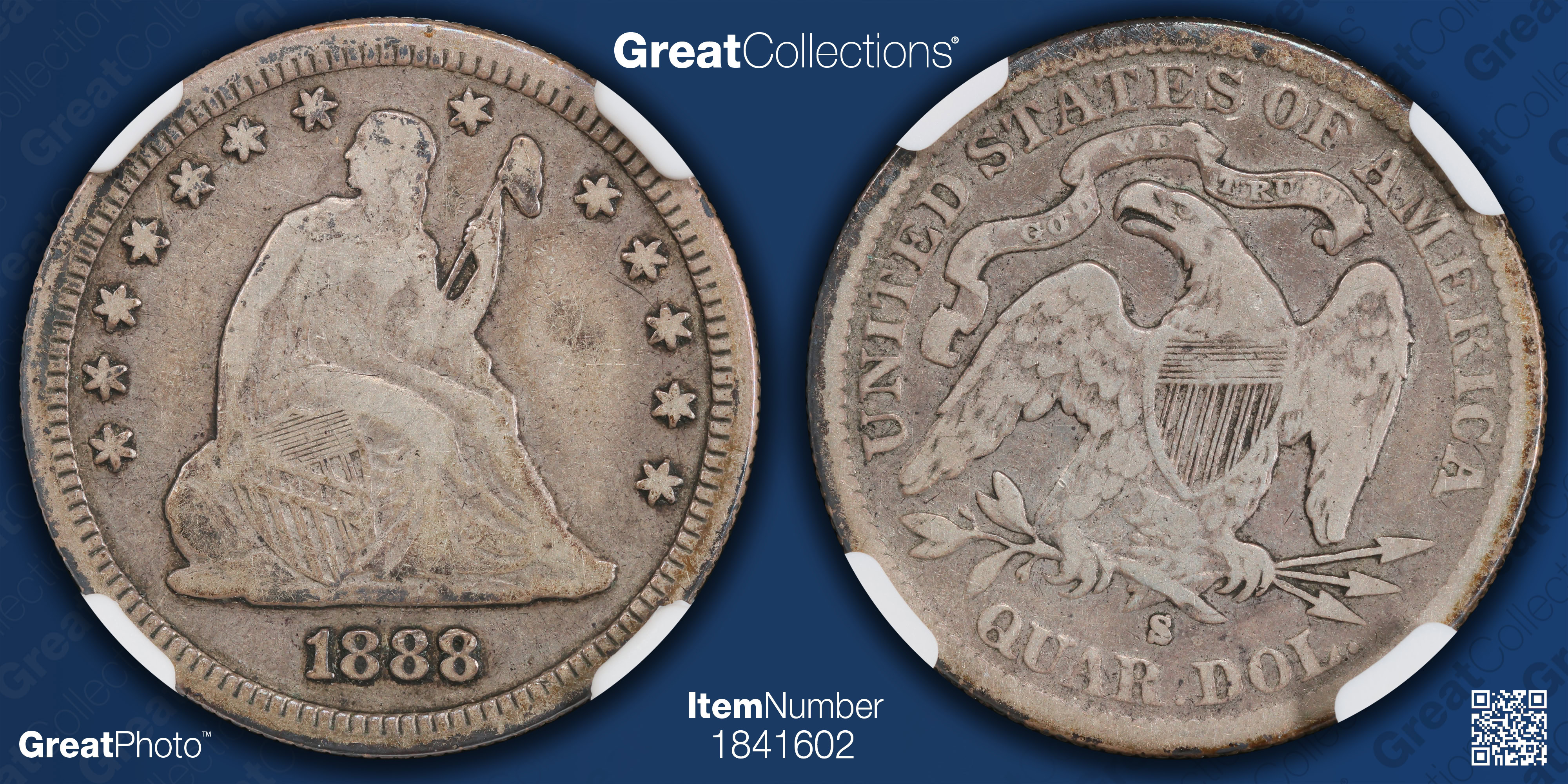 1888-S Seated Liberty Quarter NGC VF-20 (Item 1841602 ...