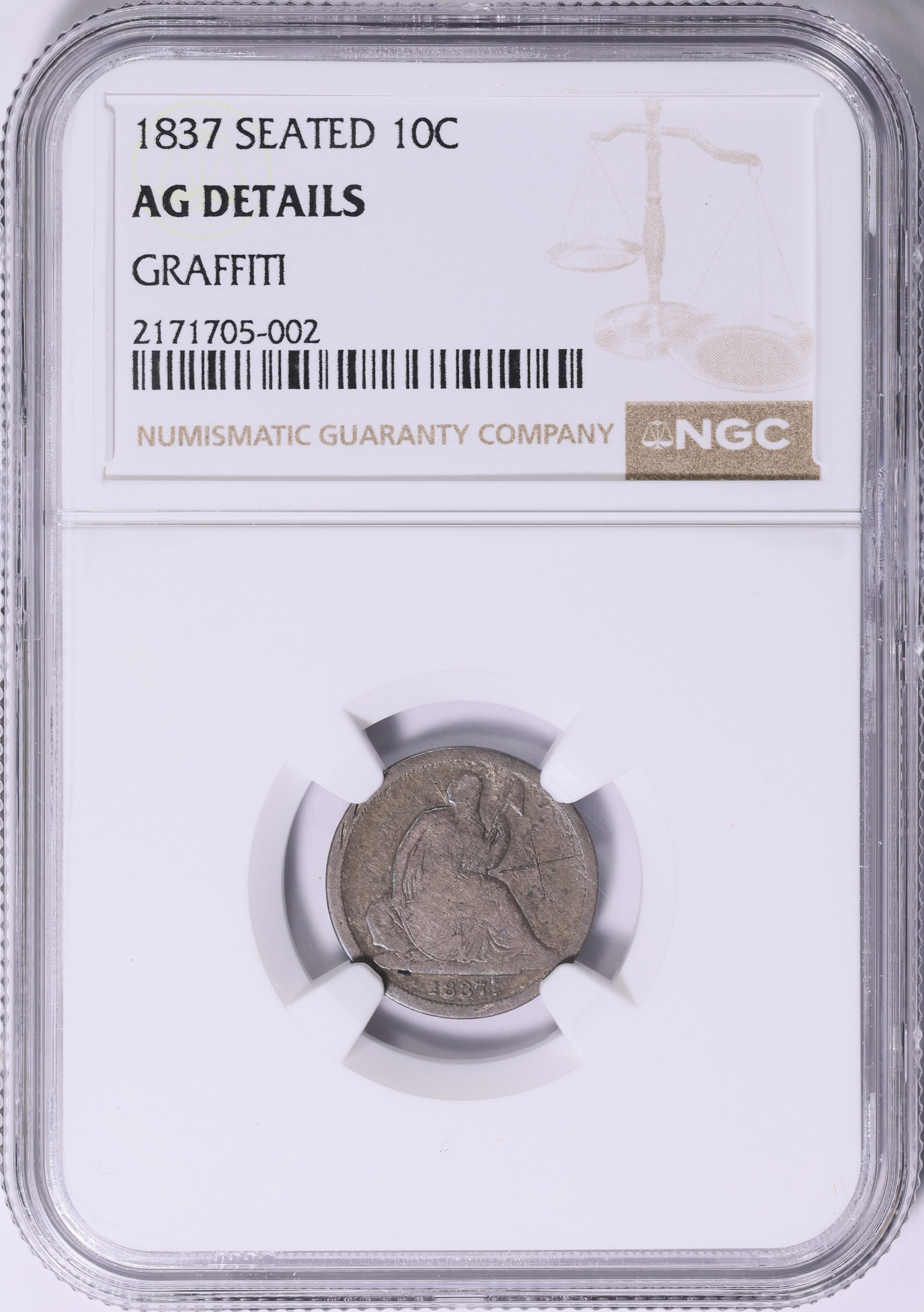 1837 Seated Liberty Dime NGC AG Details (Item 1841614 ...