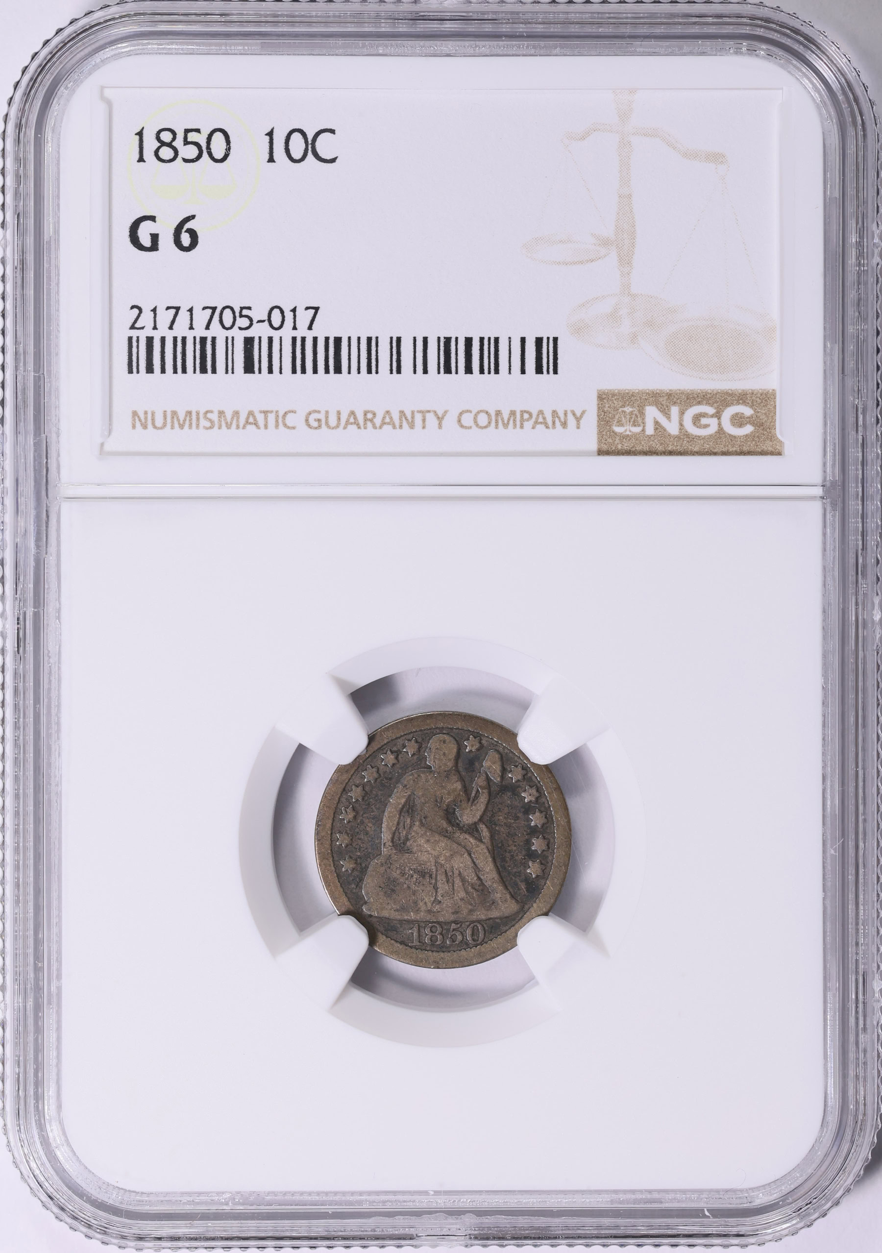1850 Seated Liberty Dime NGC G-06 (Item 1841639) | GreatCollections ...