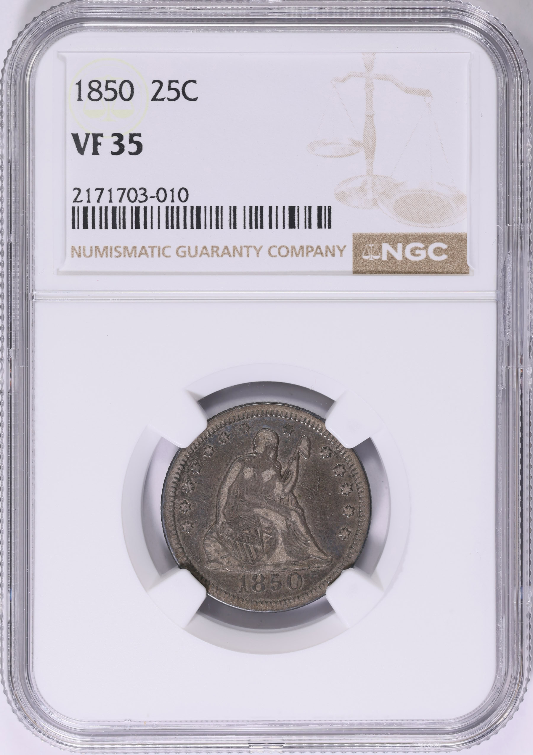 1850 Seated Liberty Quarter NGC VF-35 (Toned) (Item 1841653 ...