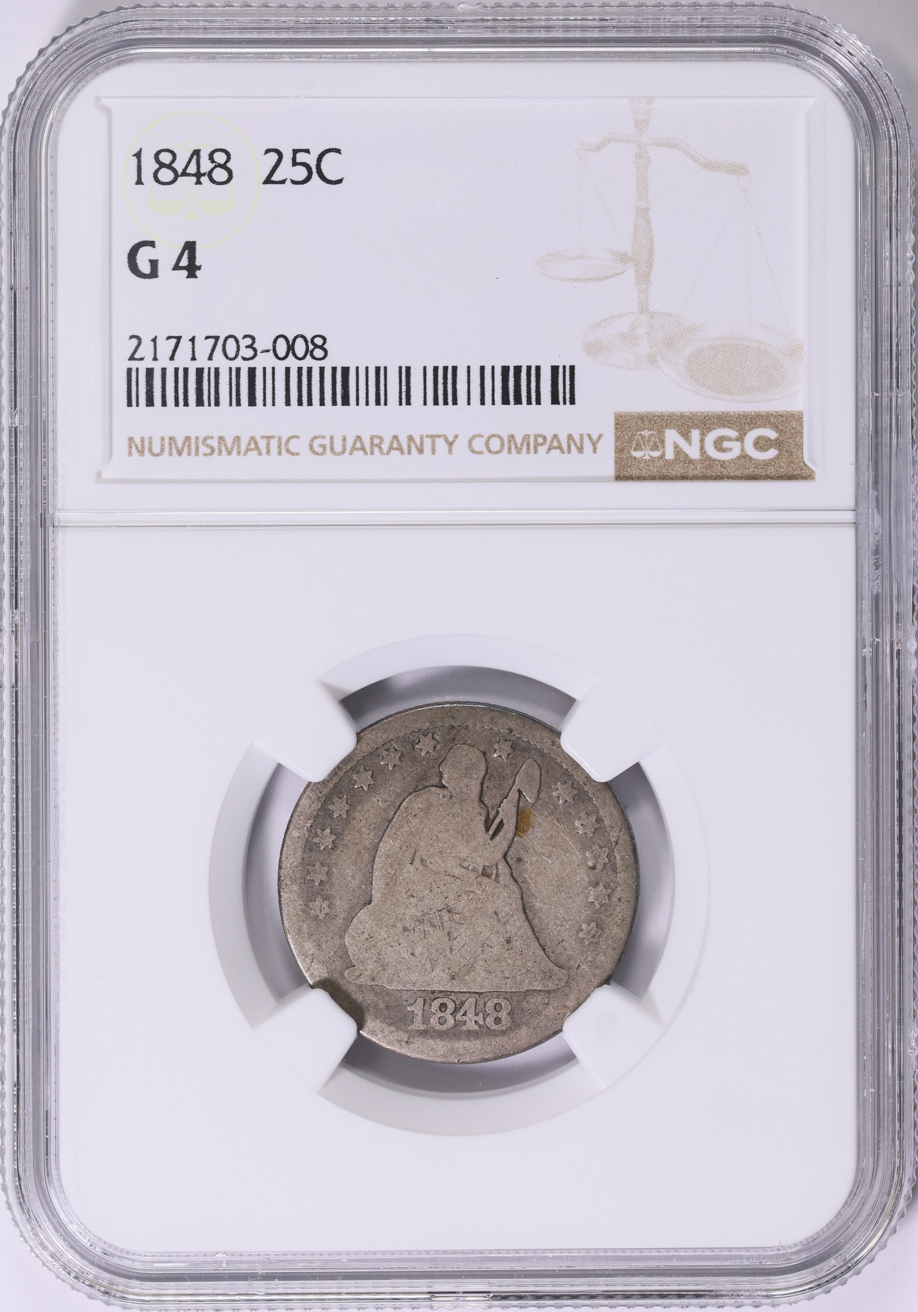 1848 Seated Liberty Quarter NGC G-04 (Item 1841654) | GreatCollections Coin Auctions