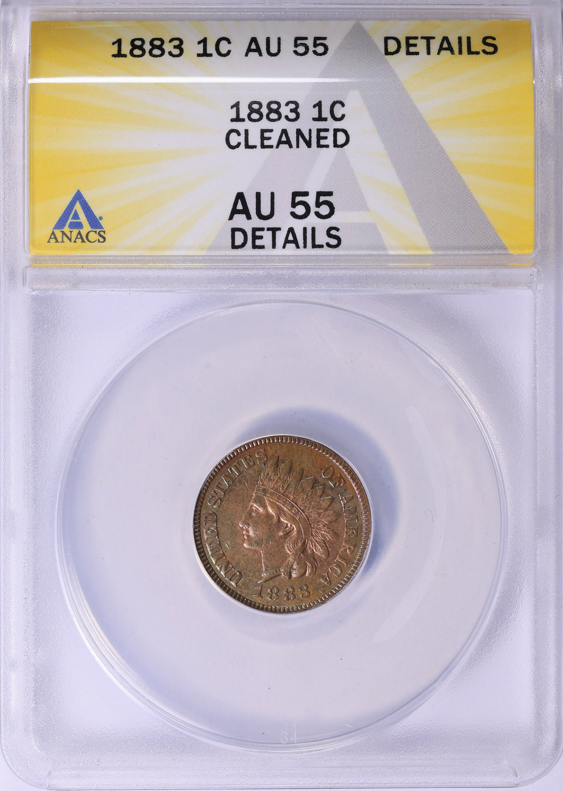 1883 Indian Cent ANACS AU-55 Details (Item 1841753) | GreatCollections Coin Auctions