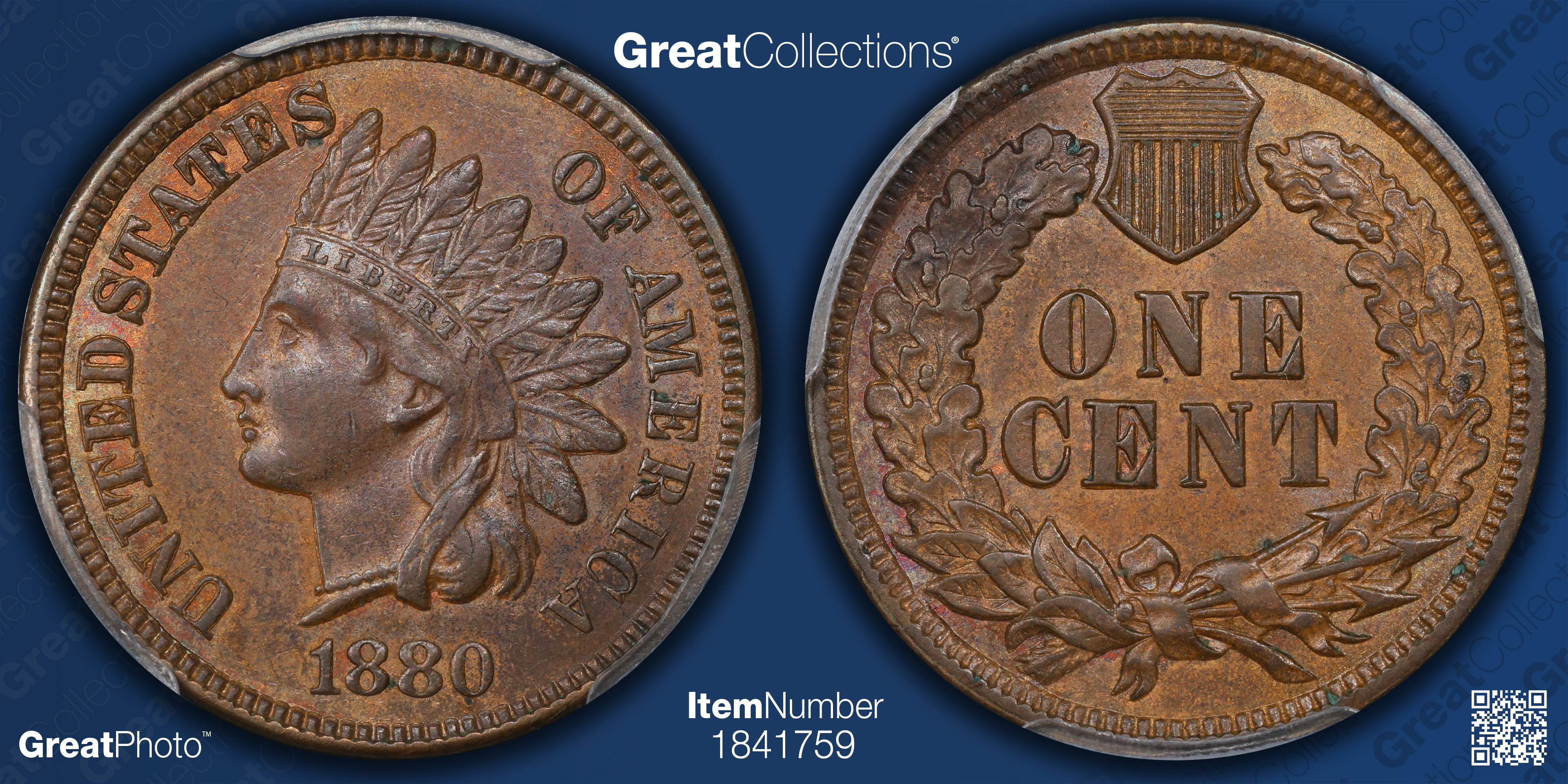 1880 Indian Cent PCGS MS-63 BN (Item 1841759) | GreatCollections Coin ...
