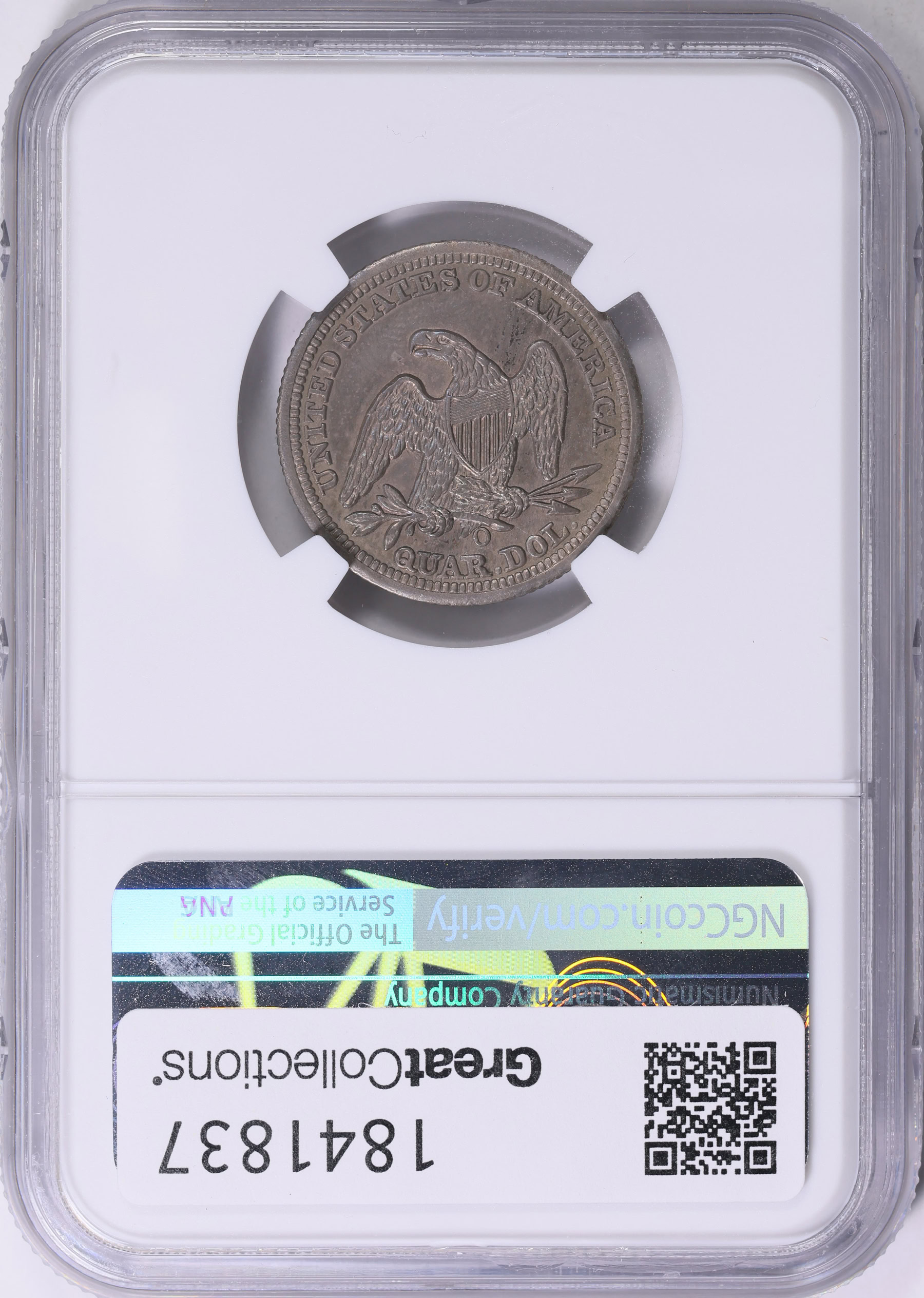 1849-O Seated Liberty Quarter NGC AU-55 (Toned) (Item 1841837) | GreatCollections Coin Auctions