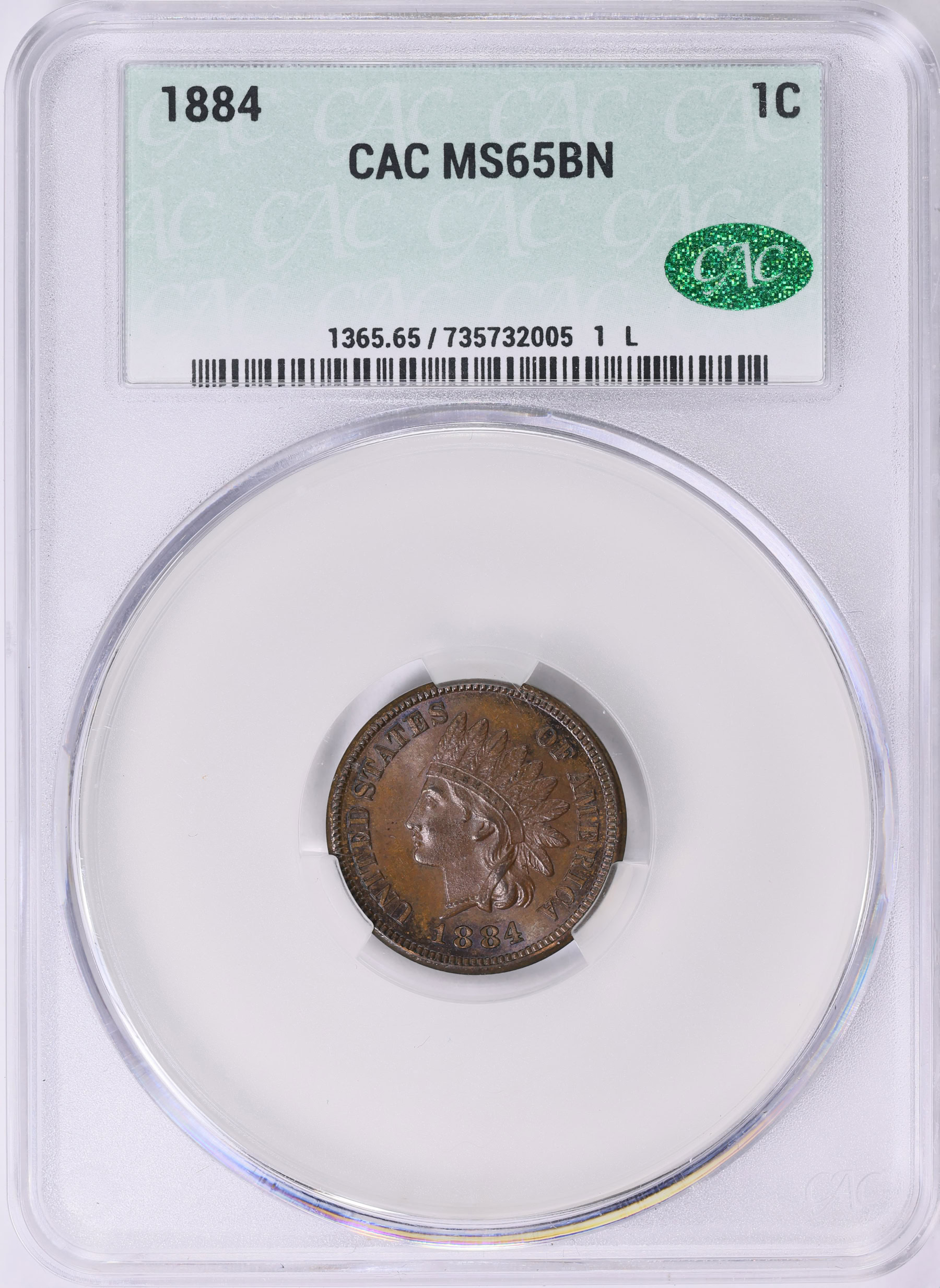 1884 Indian Cent CACG MS-65 BN (Item 1841841) | GreatCollections Coin ...