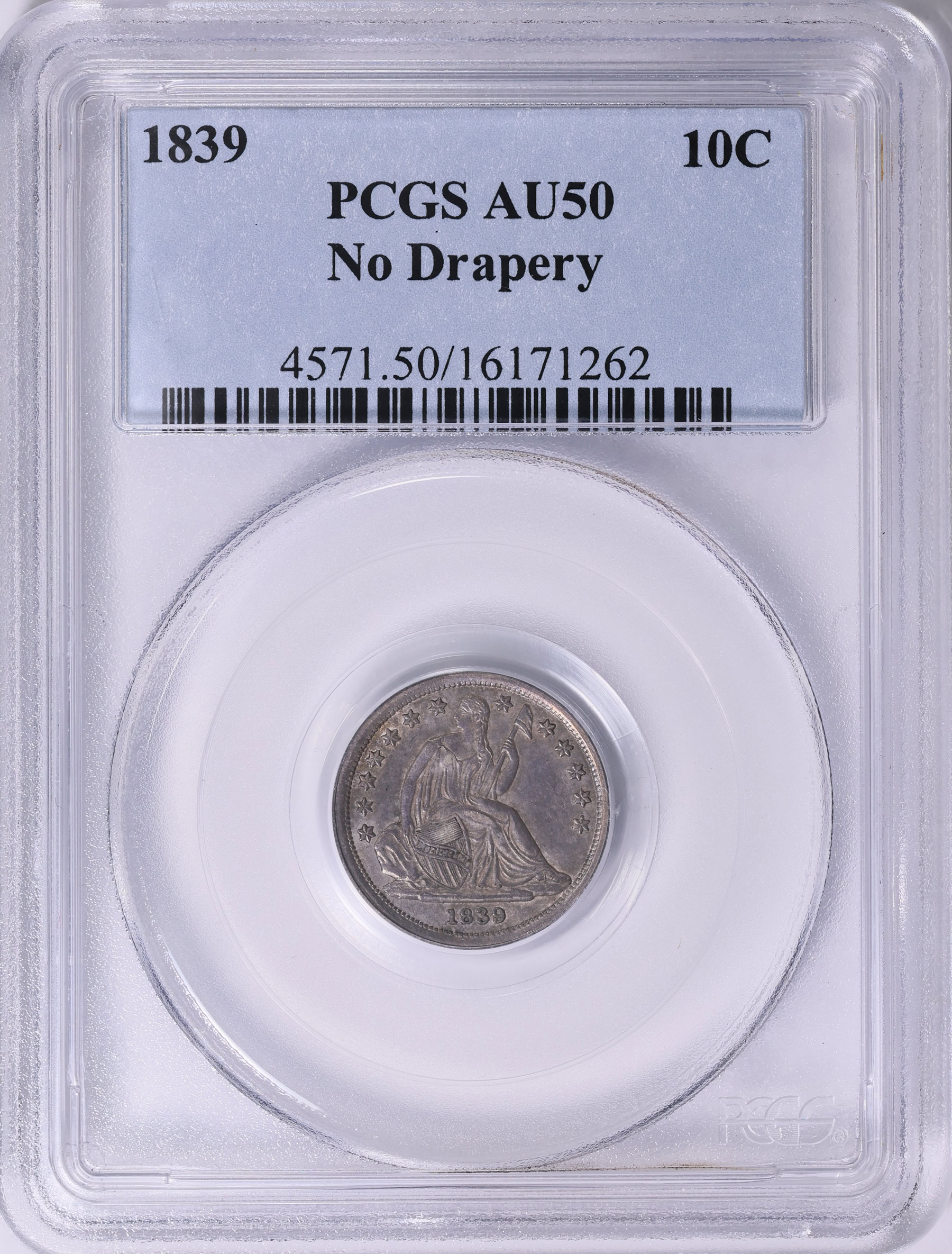 1839 Seated Liberty Dime No Drapery PCGS AU-50 (Item 1841845) | GreatCollections Coin Auctions