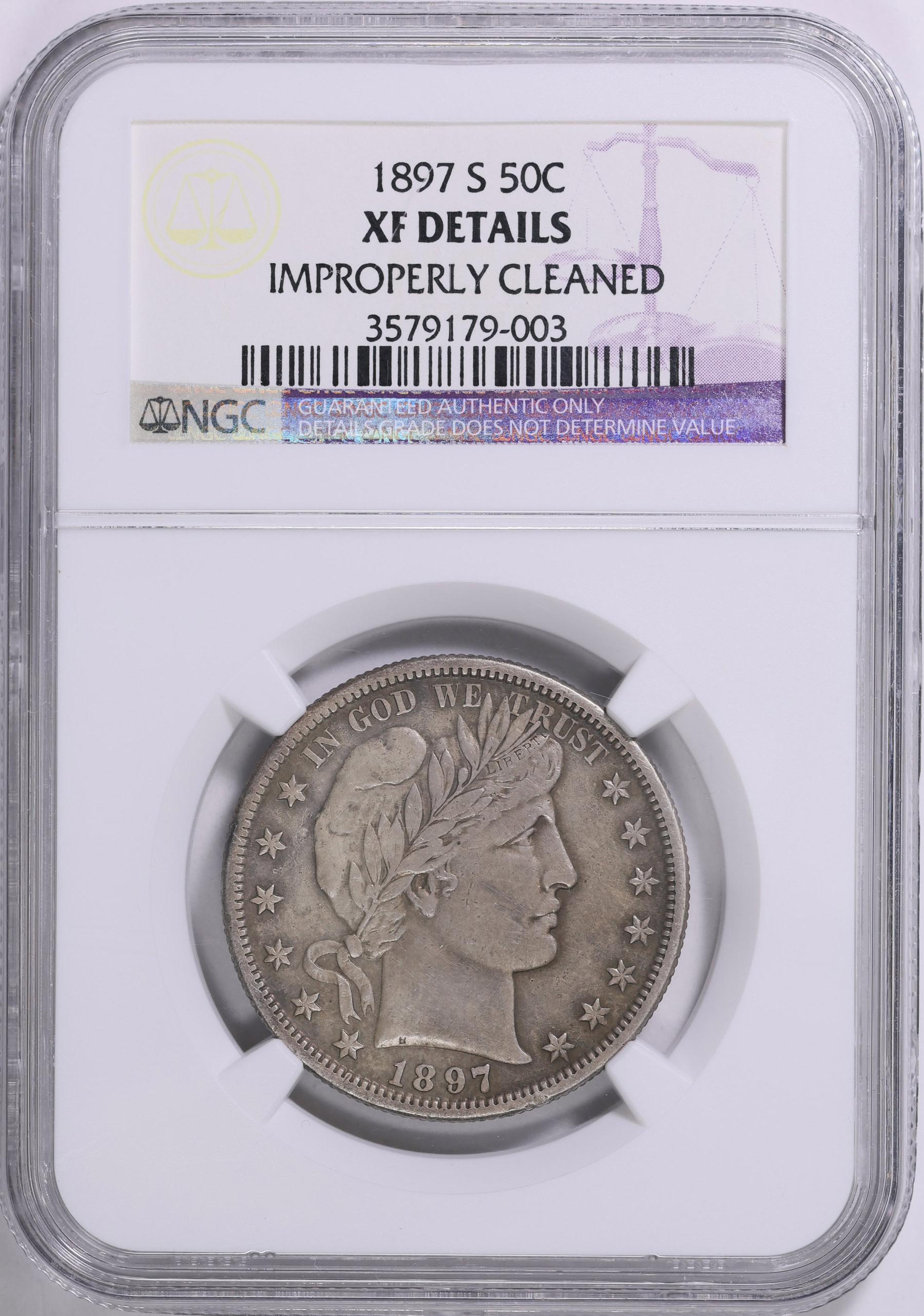1897-S Barber Half Dollar NGC XF Details (Item 1841863) | GreatCollections Coin Auctions