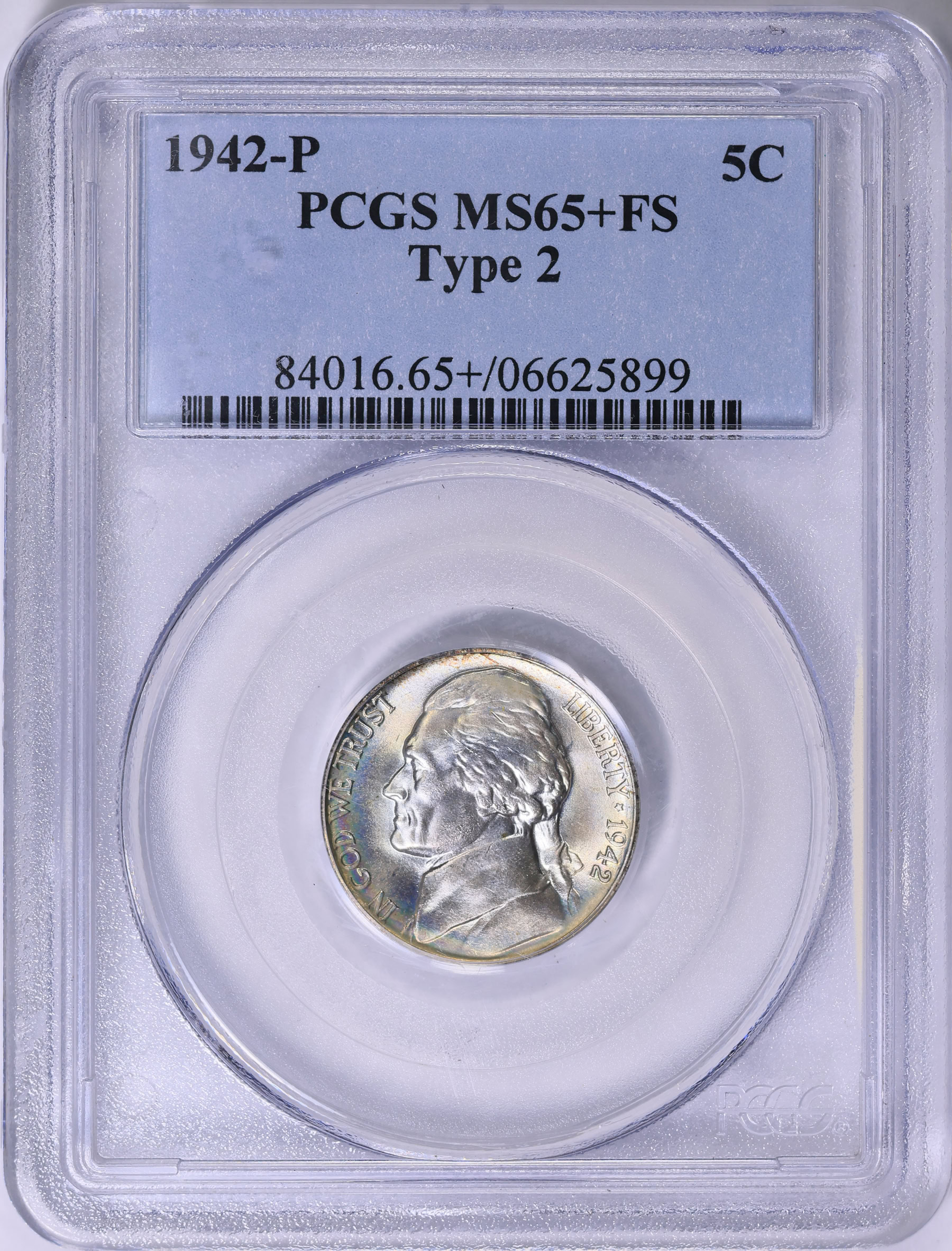 1942-P Jefferson Nickel Type 2 PCGS MS-65+ FS (Toned) (Item 1841870) | GreatCollections Coin ...