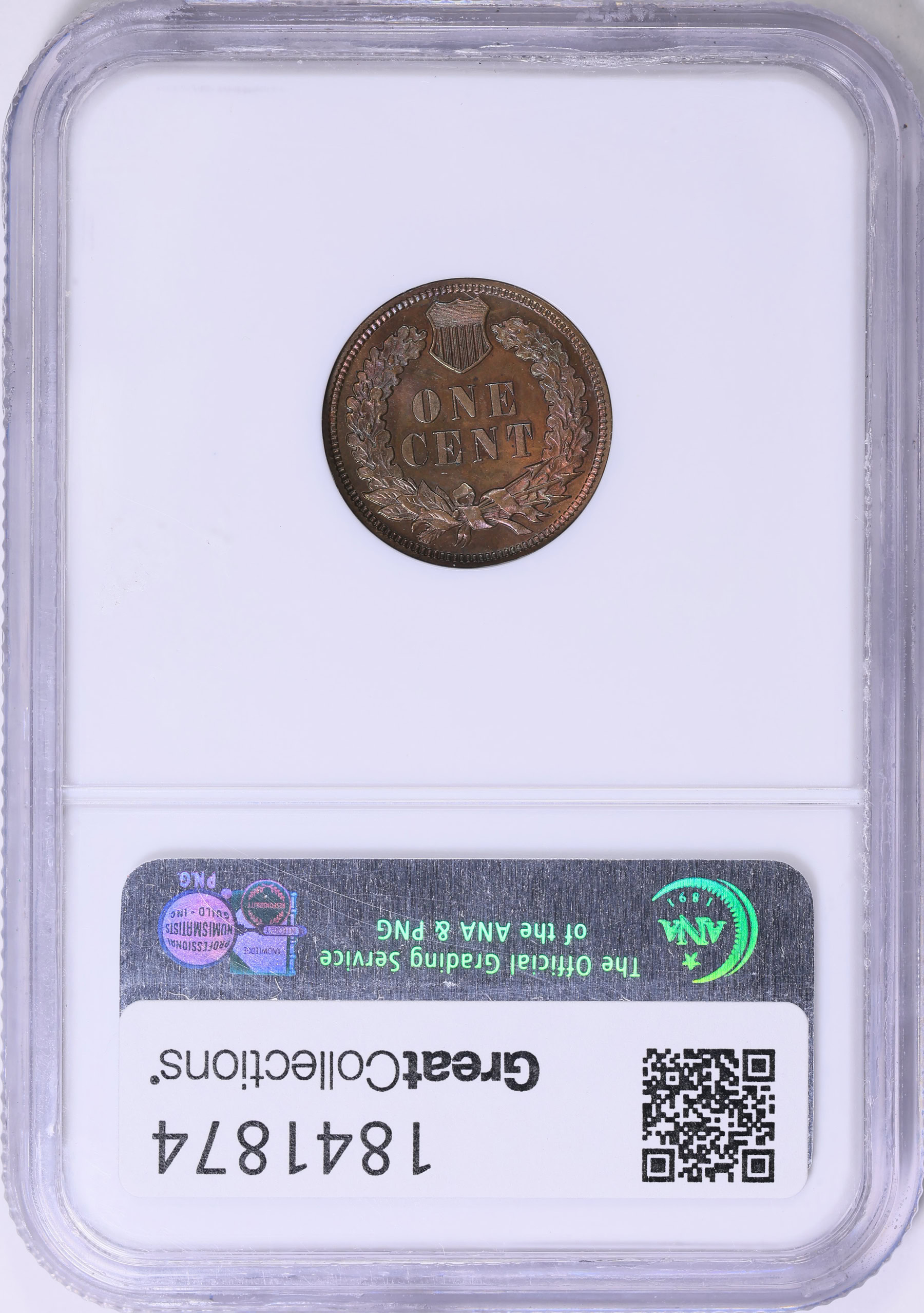 1883 Indian Cent NGC Proof-64 BN (CAC Green) (Toned) (Item 1841874) | GreatCollections Coin Auctions