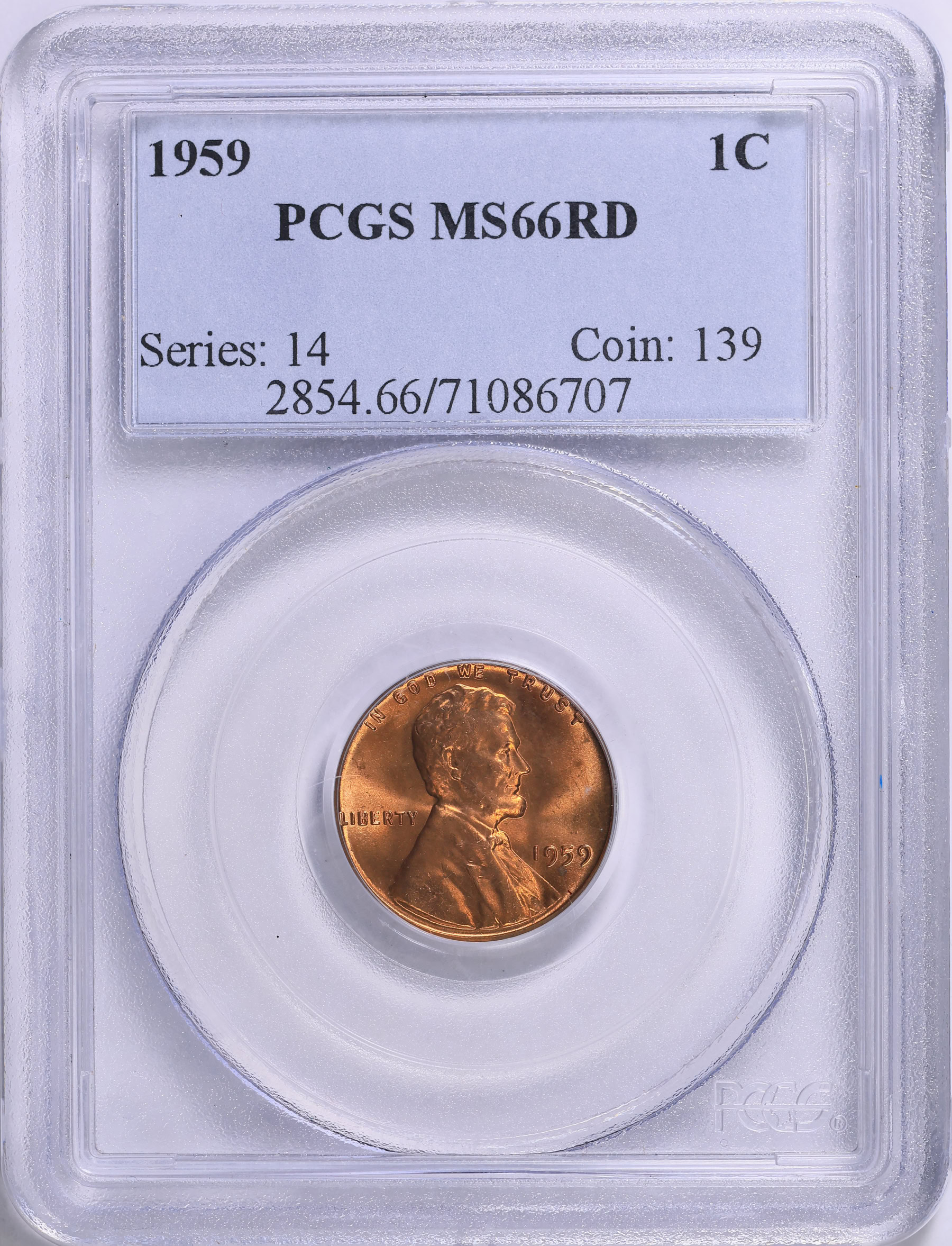 1959 Lincoln Cent PCGS MS-66 RD (Item 1841919) | GreatCollections Coin Auctions