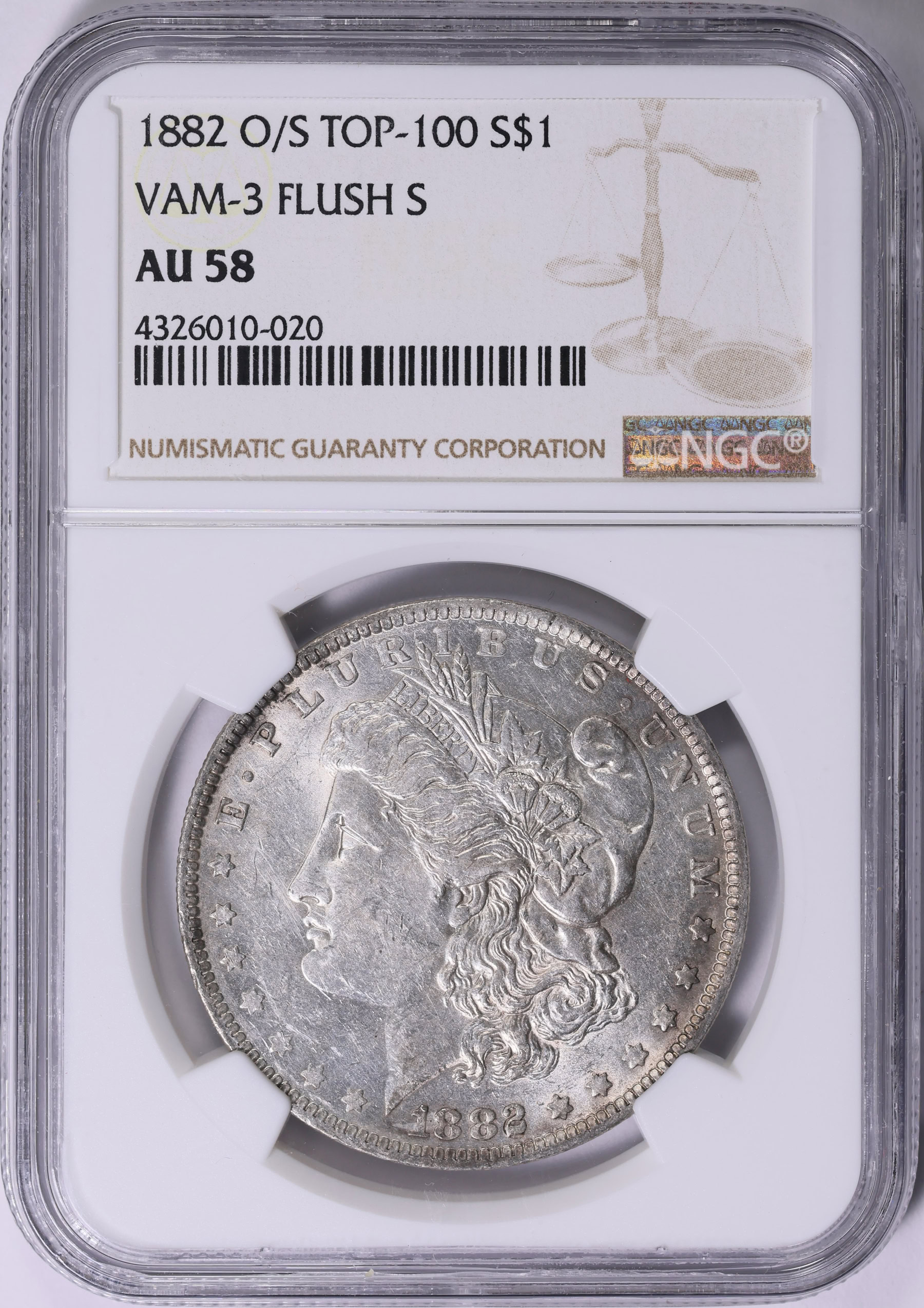 1882-O/S Morgan Silver Dollar O/S Flush S VAM-3 Top 100 NGC AU-58 (Item 1842086 ...