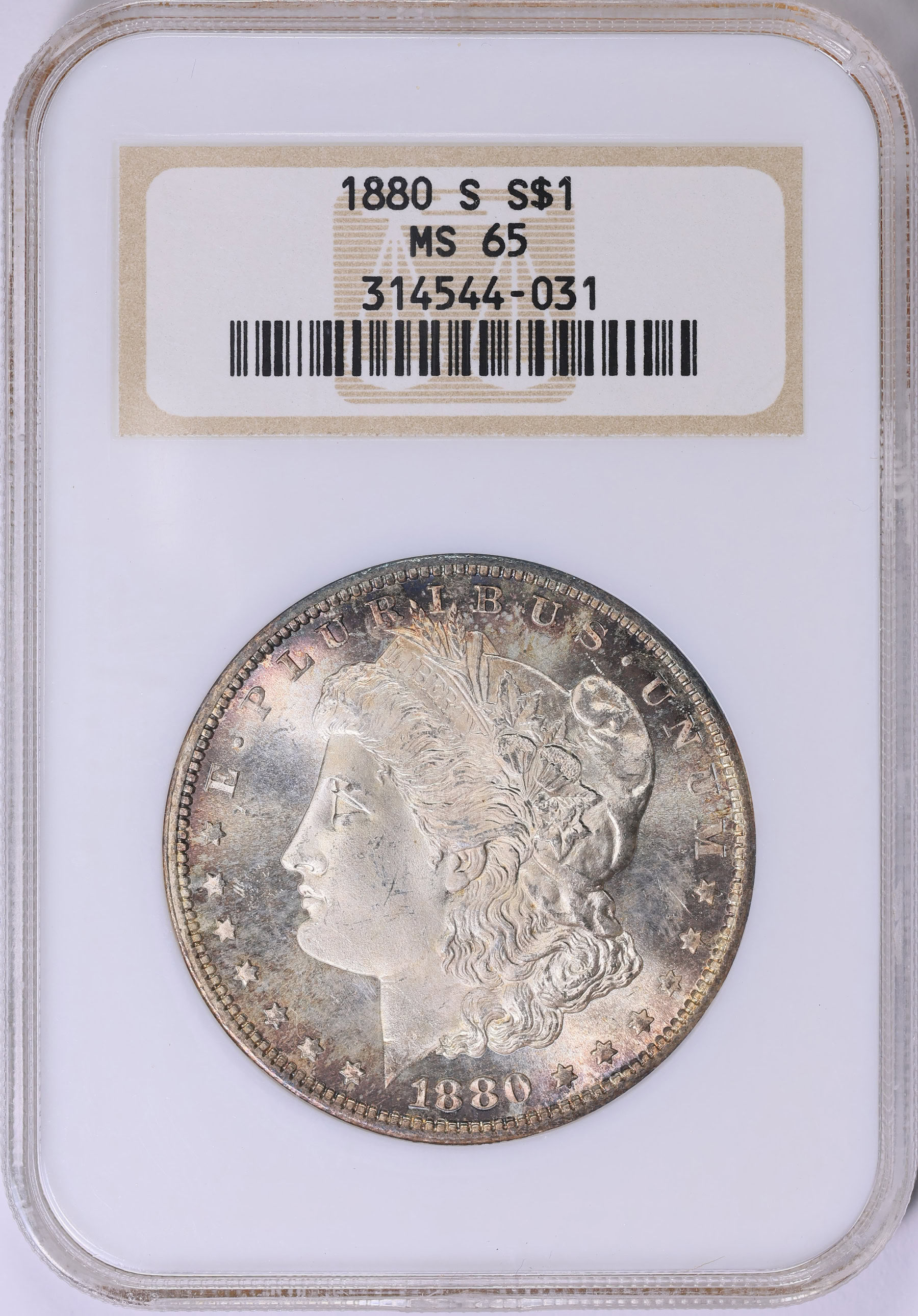 1880-S Morgan Silver Dollar NGC MS-65 OH (Toned) (Item 1842099) | GreatCollections Coin Auctions