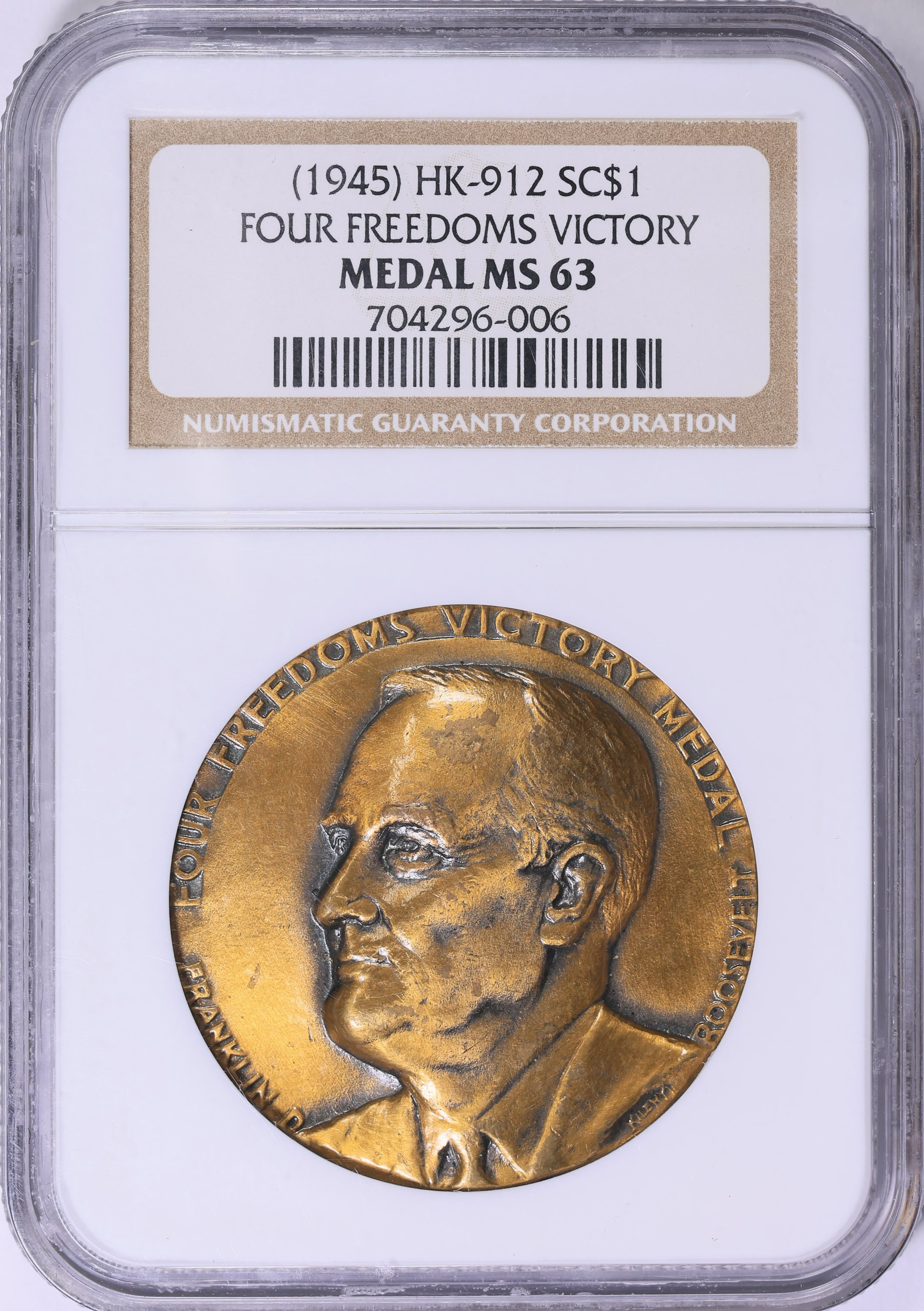 ND (1945) World War II Victory and Four Freedoms Medal So-Called Dollar ...
