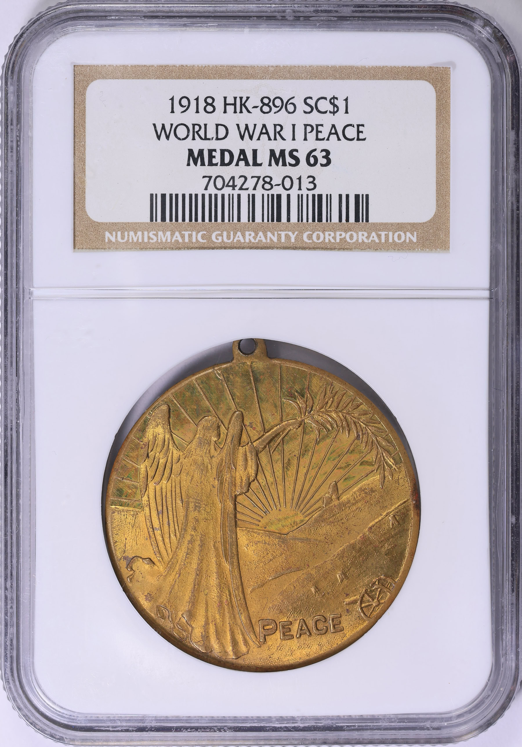 1918 World War I Peace Medal So-Called Dollar HK-896 NGC MS-63 (Item ...