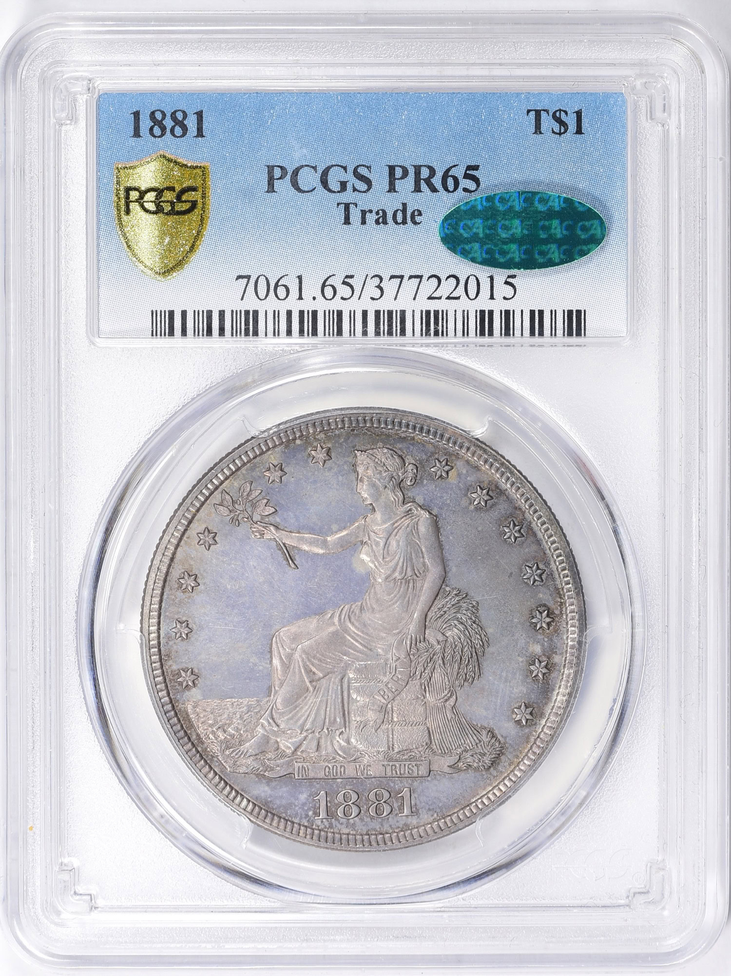 1881 Trade Silver Dollar Trade PCGS Proof-65 (CAC Green) (Toned) (Item ...