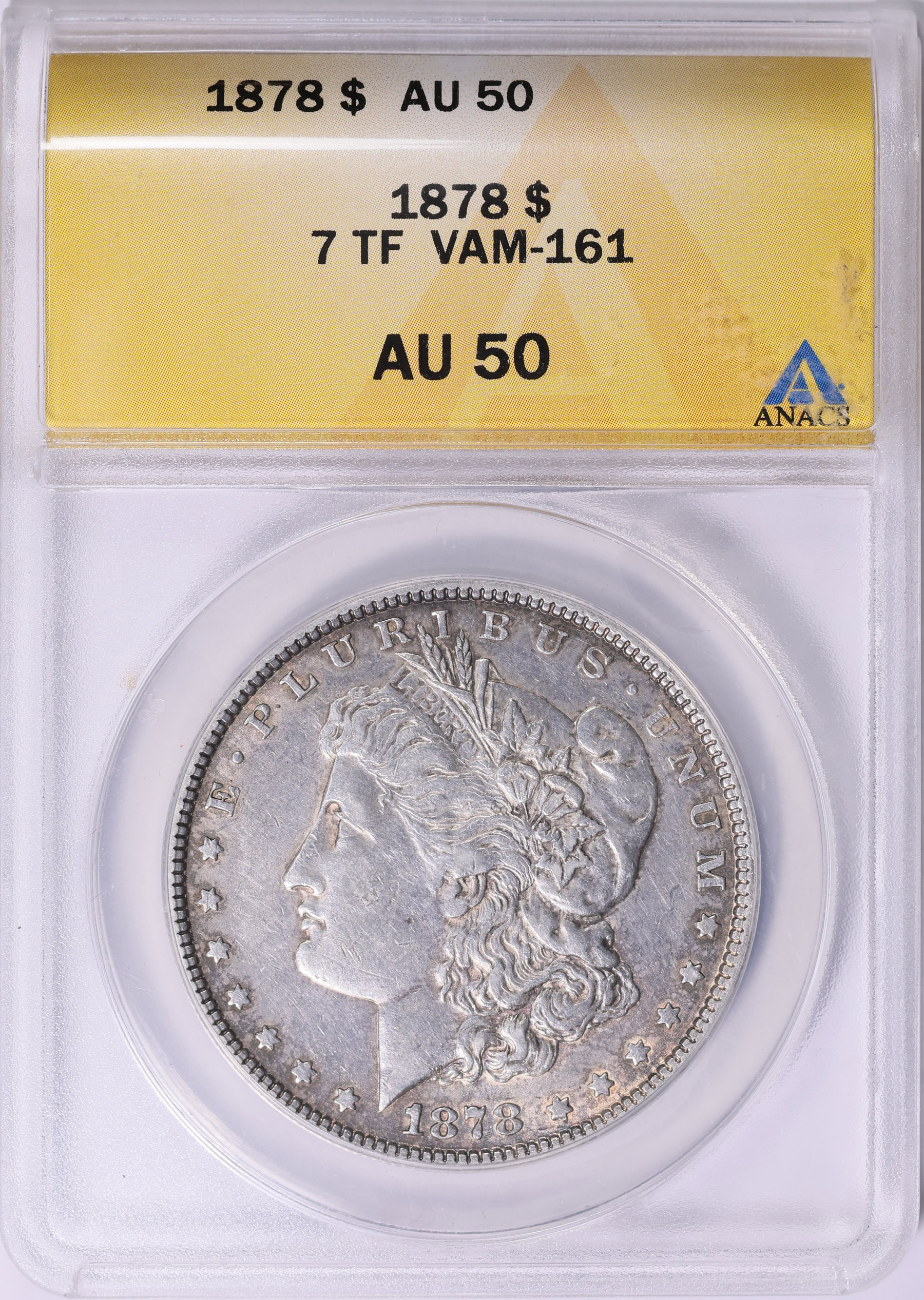 1878 7TF Morgan Silver Dollar VAM-161 ANACS AU-50 (Item 1842186) | GreatCollections Coin Auctions