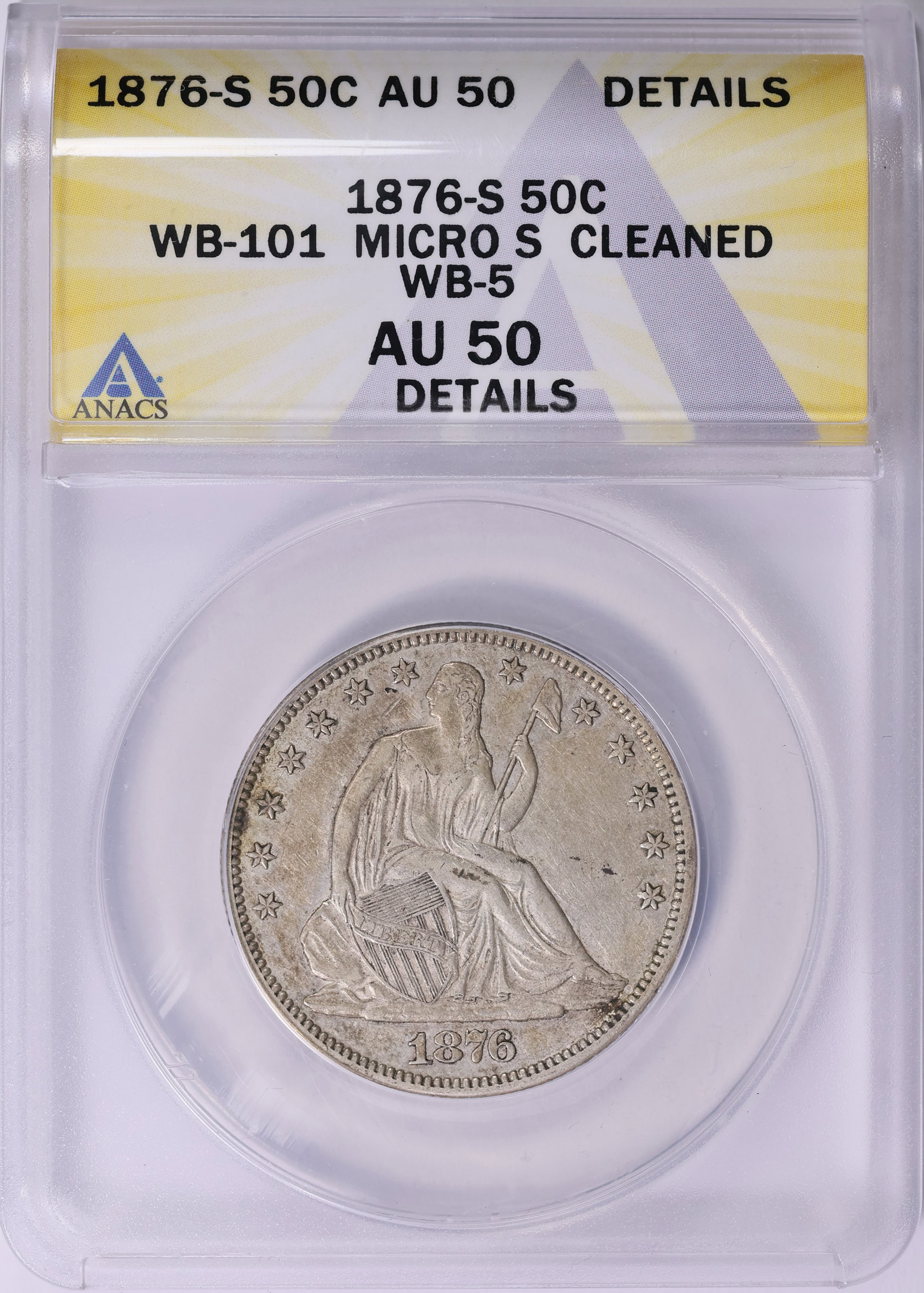 1876-S Seated Liberty Half Dollar WB-101 Micro S WB-5 ANACS AU-50 Details (Item 1842218 ...