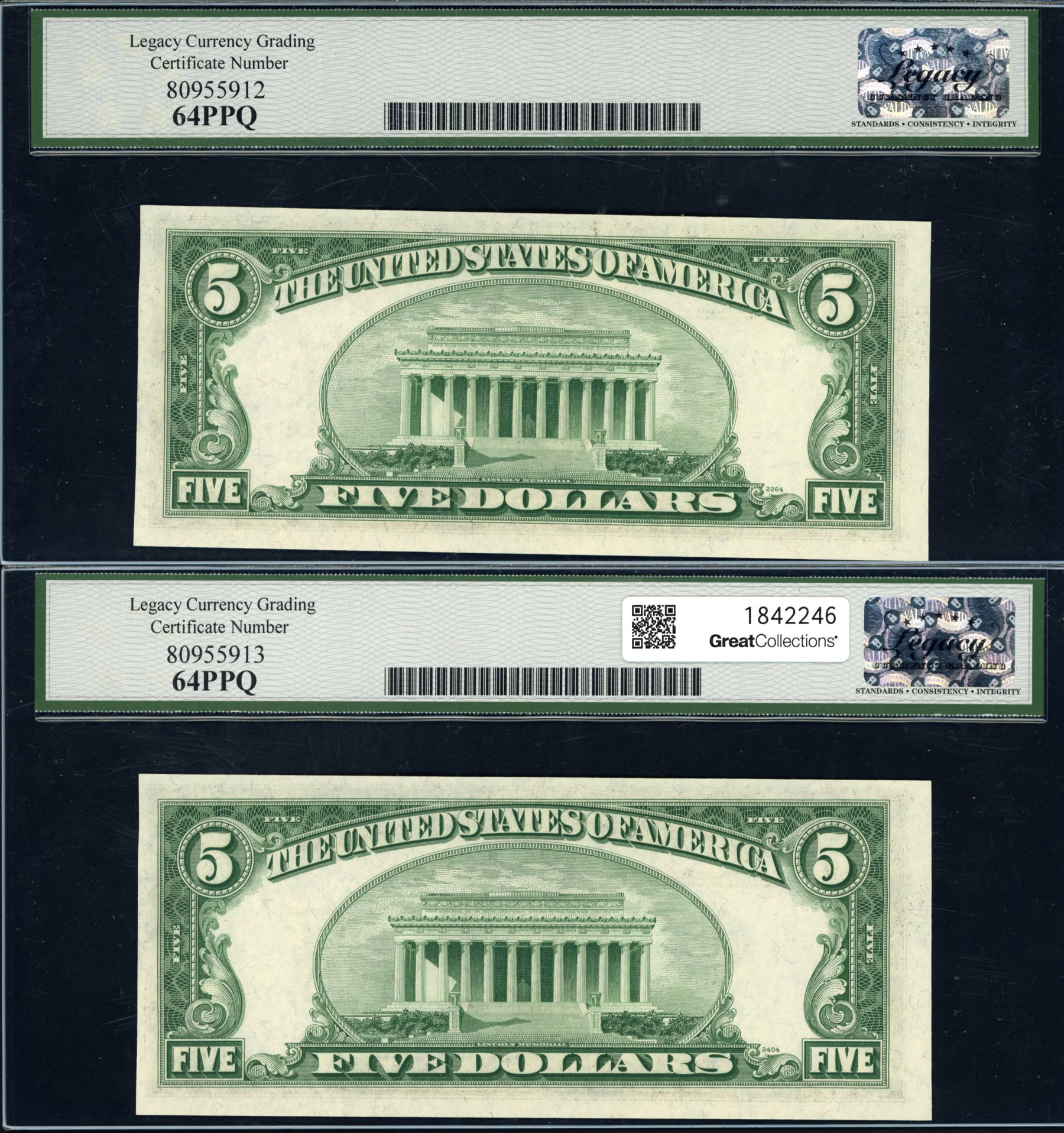 Fr. 1963-G (GC Block) 1950B $5 Chicago Federal Reserve Notes ...