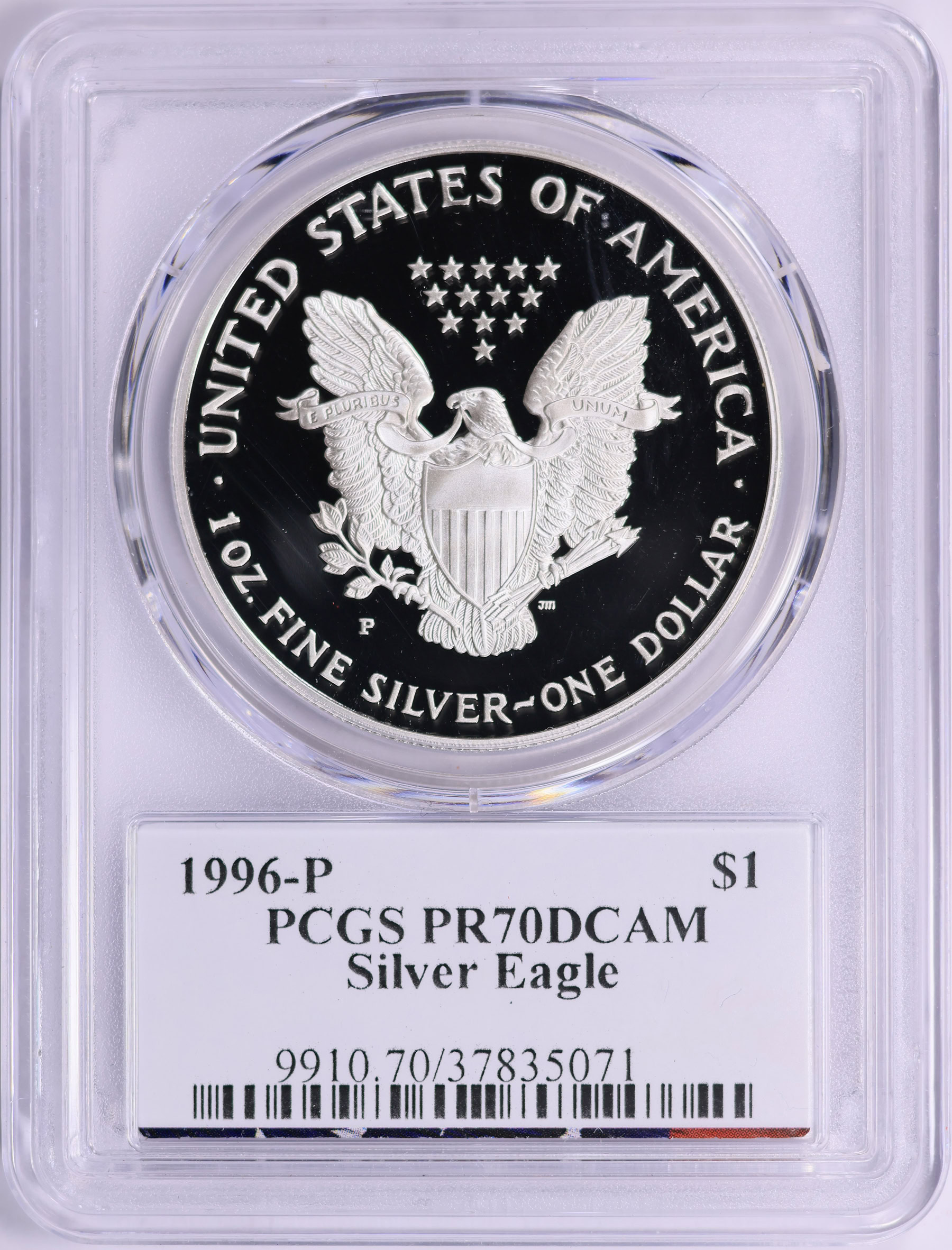 1996-P $1 Silver Eagle PCGS Proof-70 DCAM (American Eagle Label) (Item ...