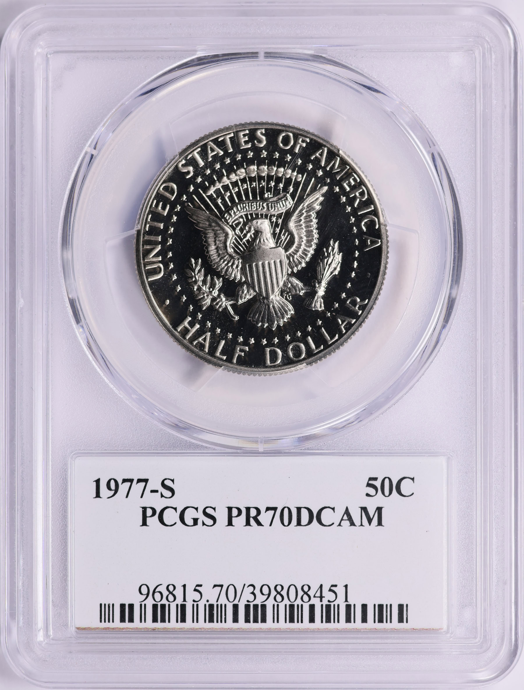 1977-S Kennedy Half Dollar PCGS Proof-70 DCAM (John F. Kennedy Label ...