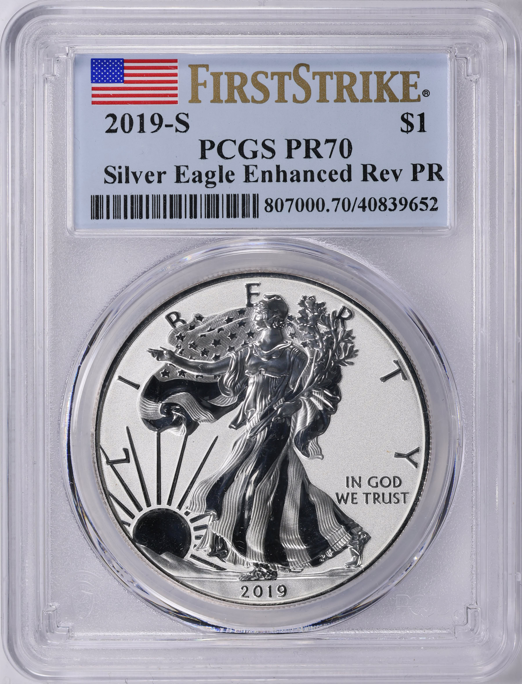 2019-S $1 Silver Eagle Enhanced Reverse Proof First Strike PCGS Proof ...