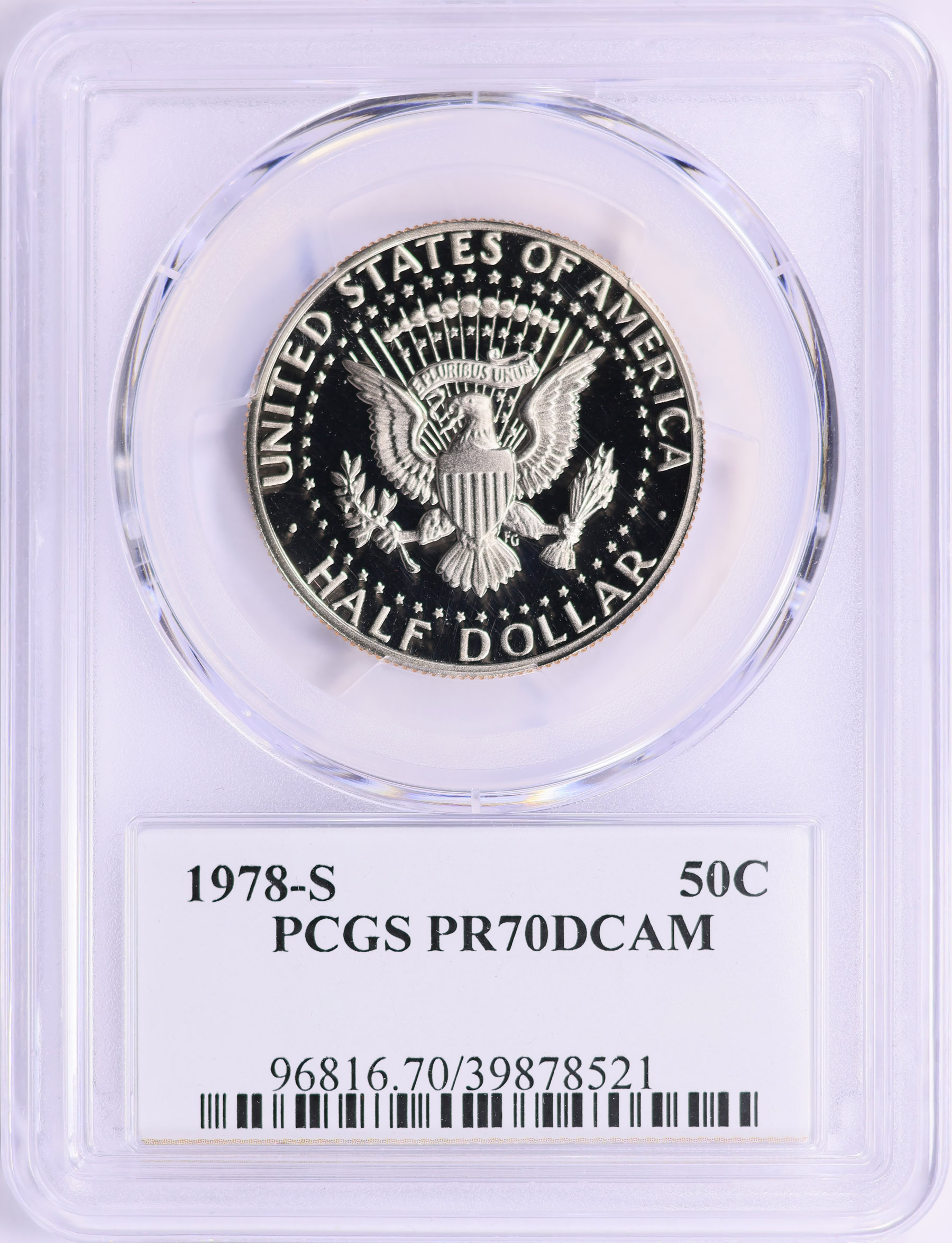 1978-S Kennedy Half Dollar PCGS Proof-70 DCAM (John F. Kennedy Label ...