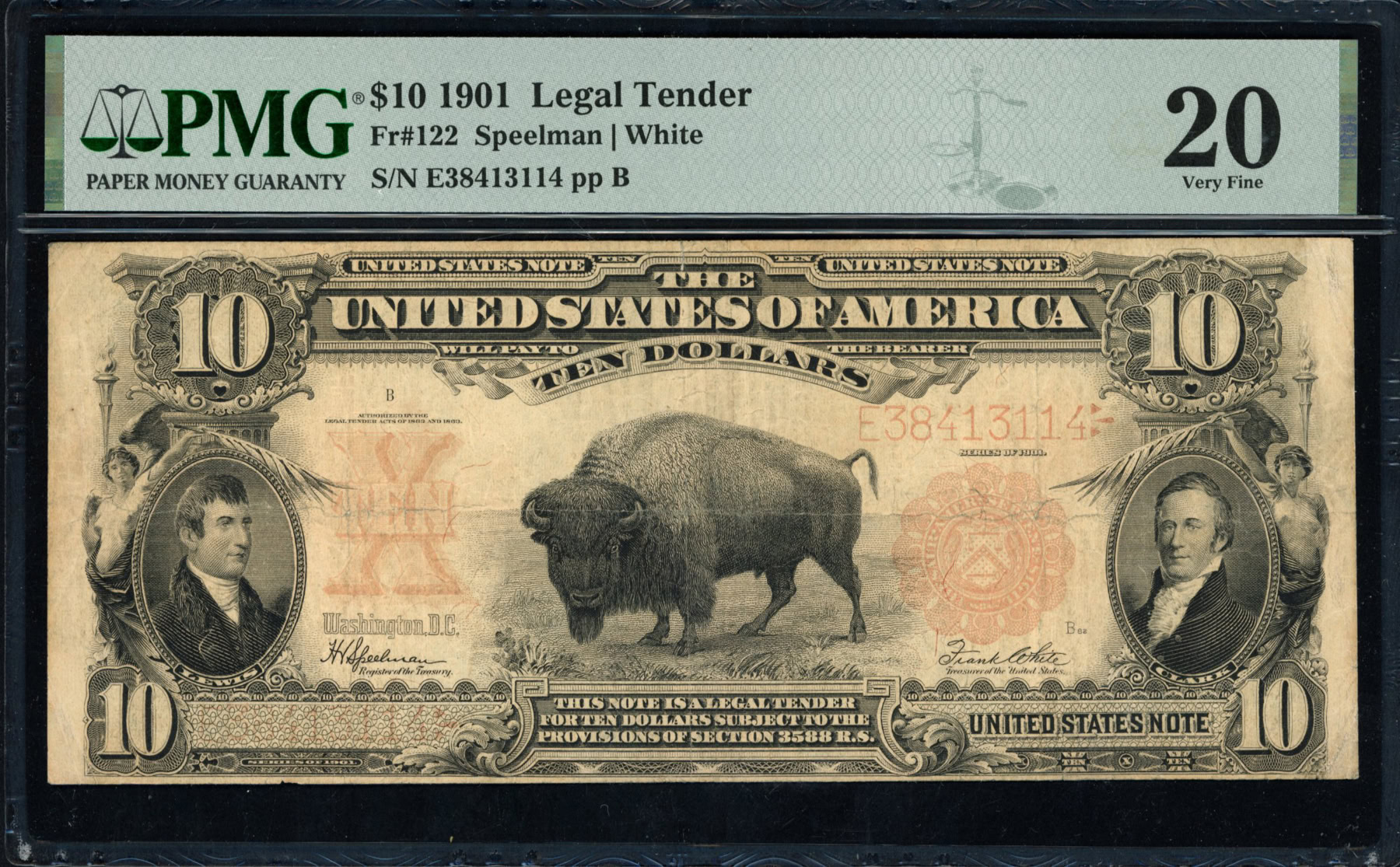 Fr. 122 1901 $10 Legal Tender Note Speelman / White PMG Very Fine 20 ...