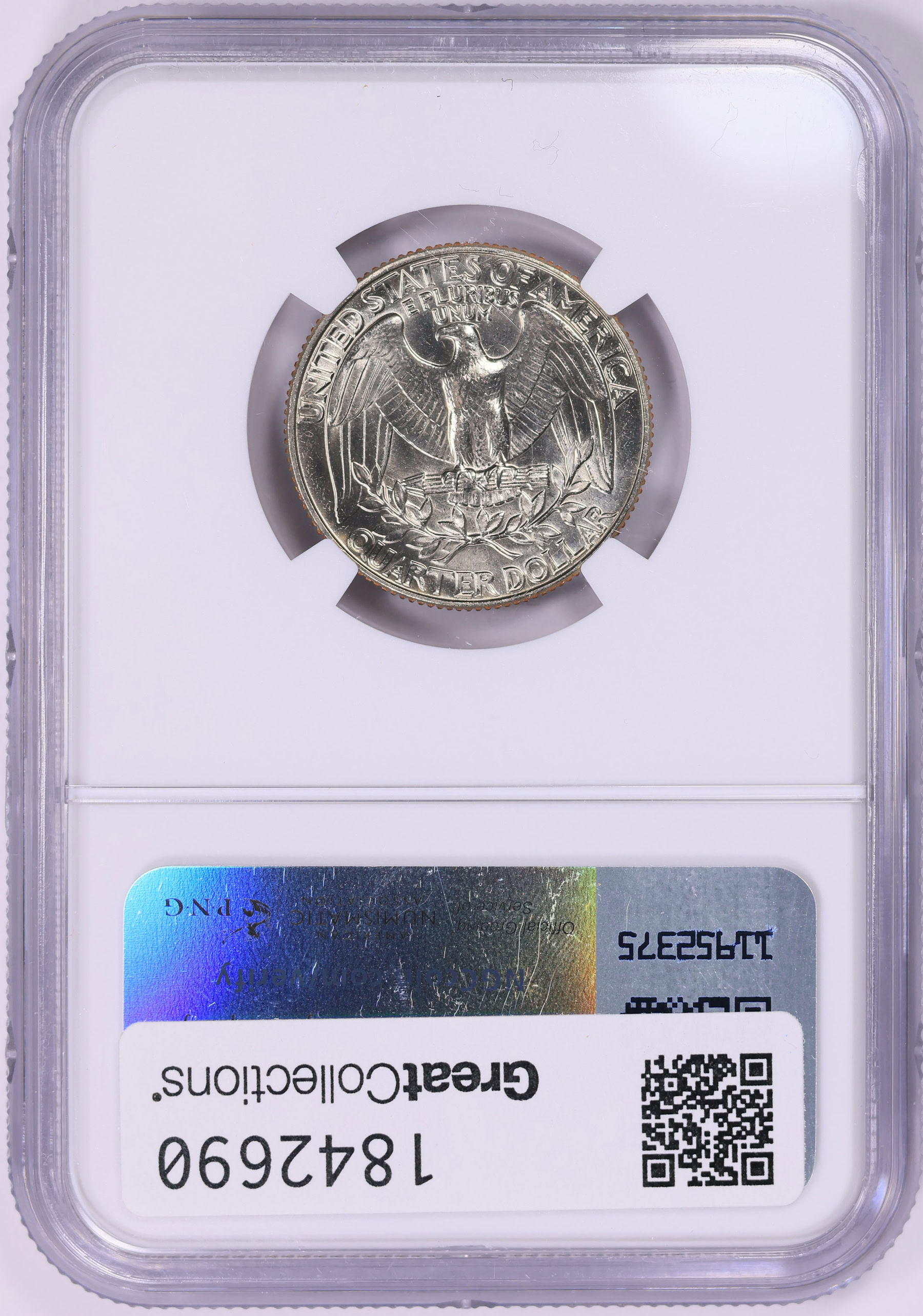 1989-P Washington Quarter NGC MS-67 (Item 1842690) | GreatCollections ...