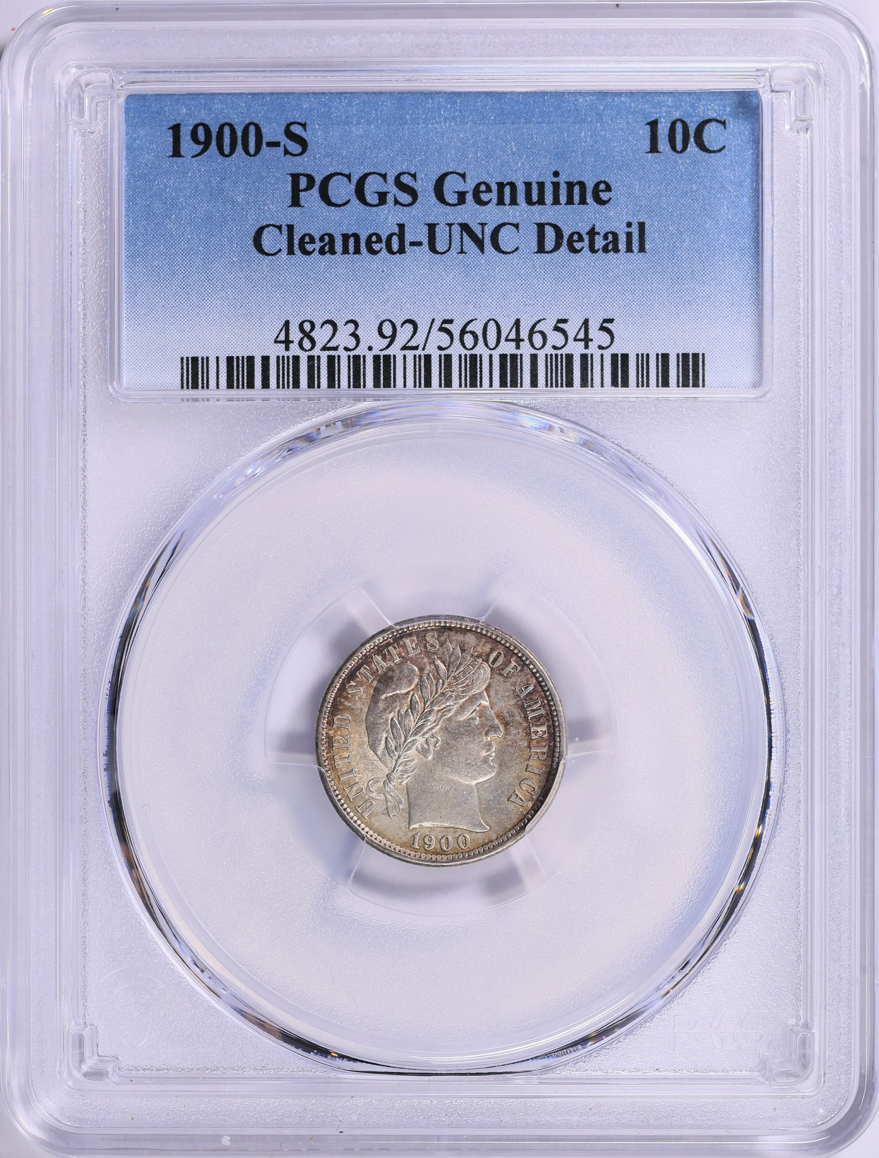 1900-S Barber Dime PCGS Genuine Unc Details (Item 1842862) | GreatCollections Coin Auctions