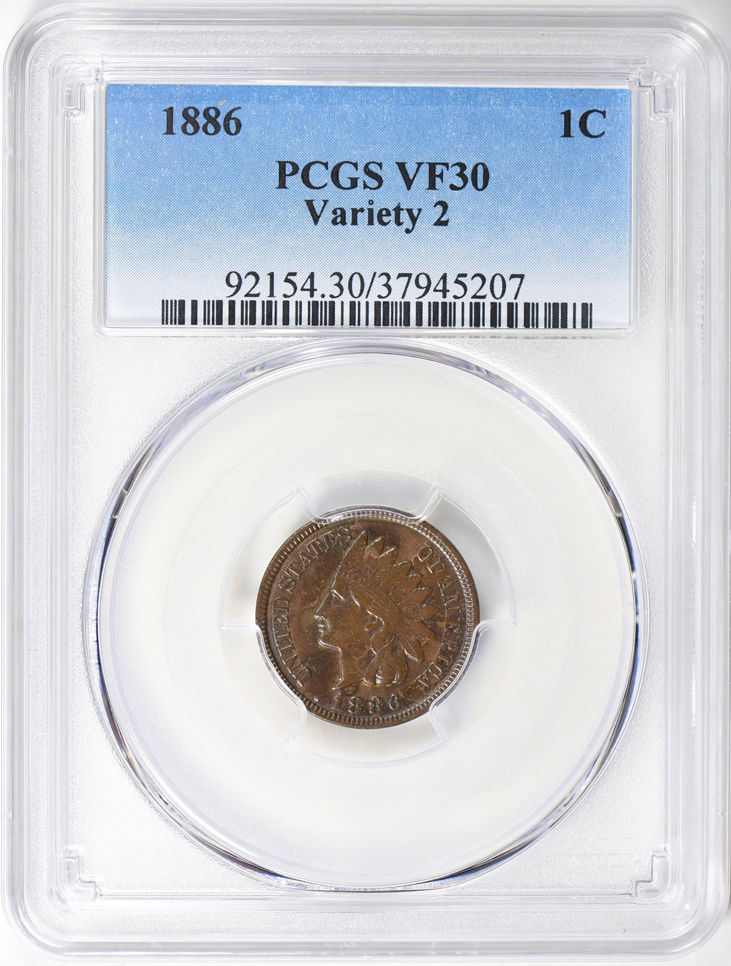 1886 Indian Cent Variety 2 PCGS VF-30 BN (Item 1842883) | GreatCollections Coin Auctions