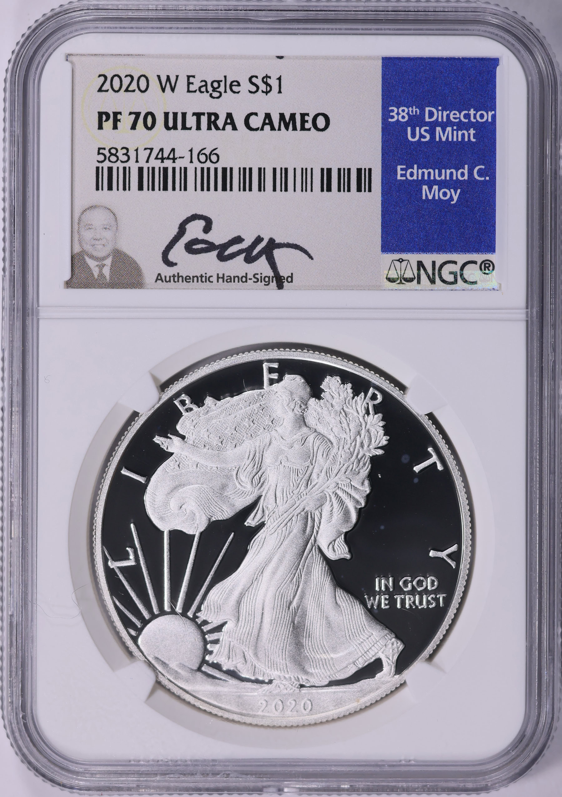 2020-W $1 Silver Eagle NGC Proof-70 UC (Moy Signed Label) (Item 1842919) | GreatCollections Coin ...