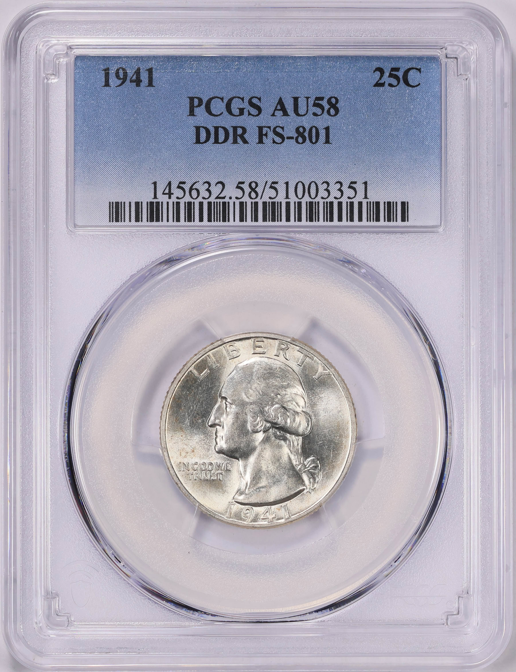 1941 Washington Quarter Doubled Die Reverse FS-801 PCGS AU-58 (Item ...