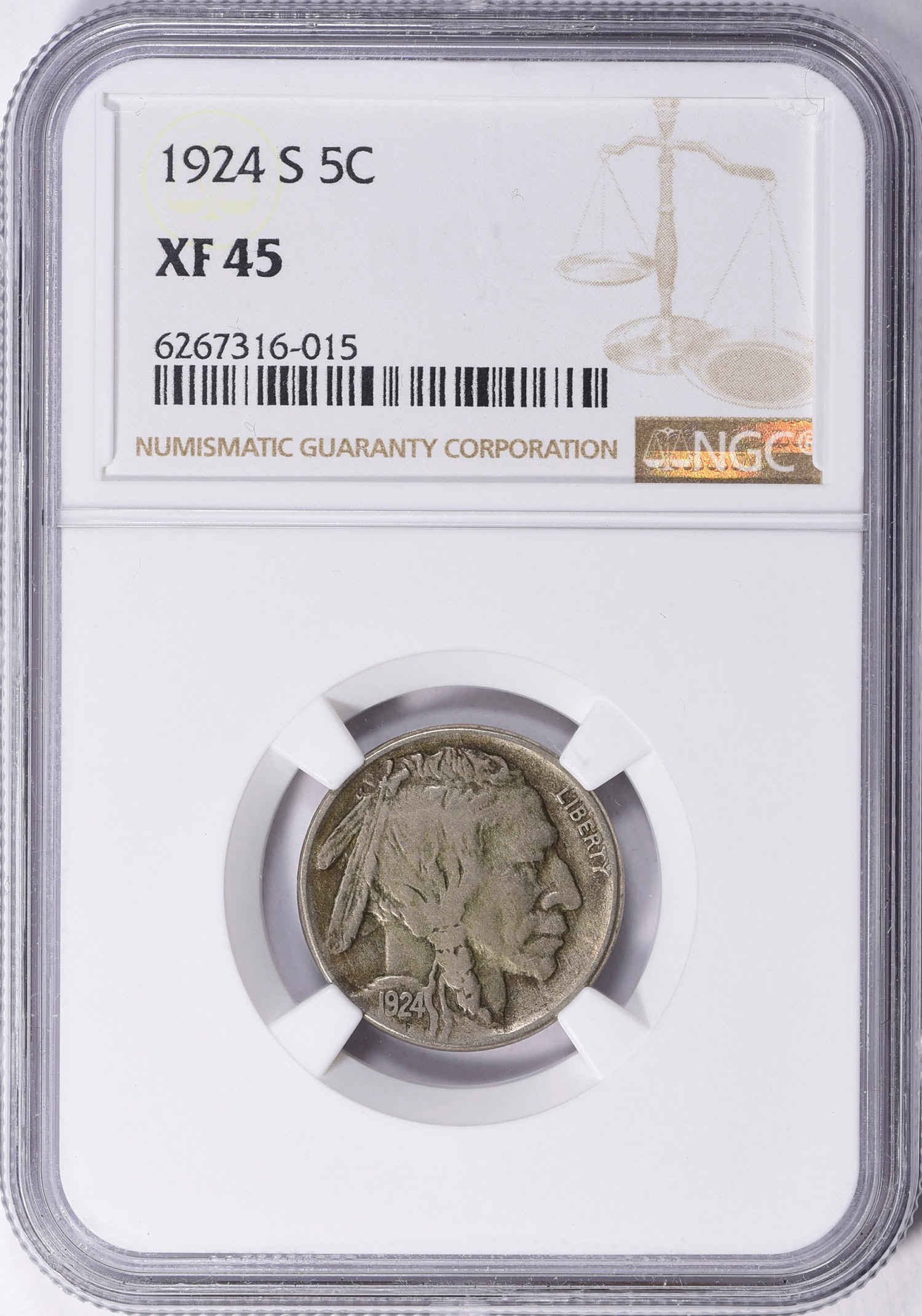 1924-S Buffalo Nickel NGC XF-45 (Item 1842943) | GreatCollections Coin Auctions