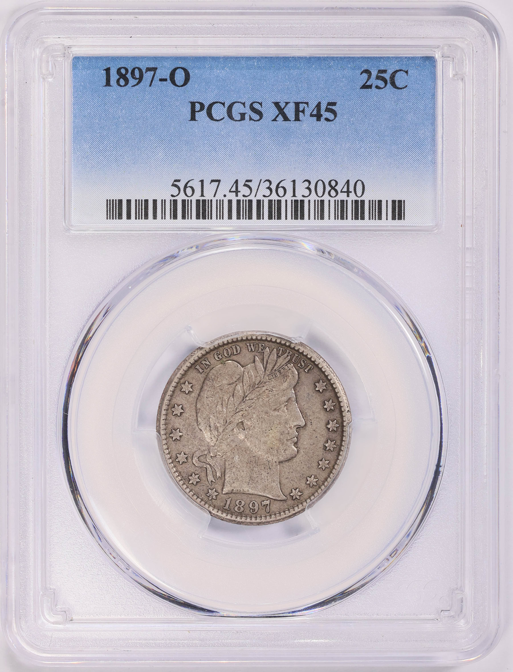 1897-O Barber Quarter PCGS XF-45 (Item 1842947) | GreatCollections Coin Auctions