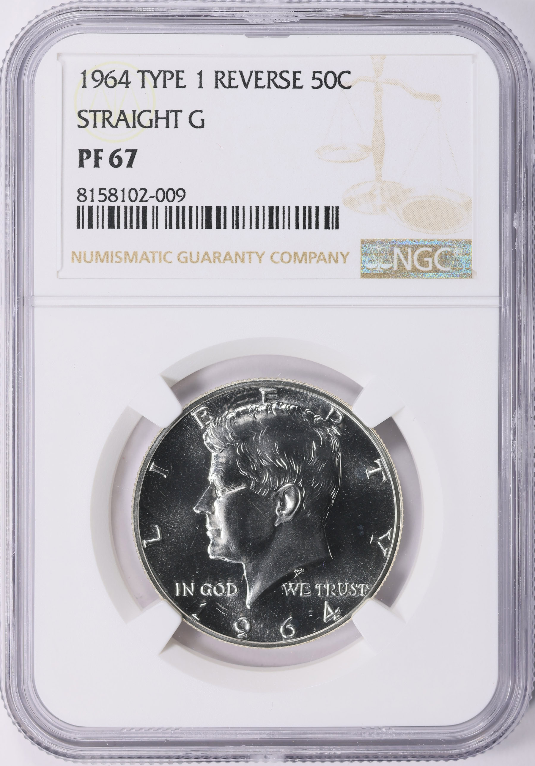 1964 Kennedy Half Dollar Type 1 Reverse Straight G NGC Proof-67 (Item ...