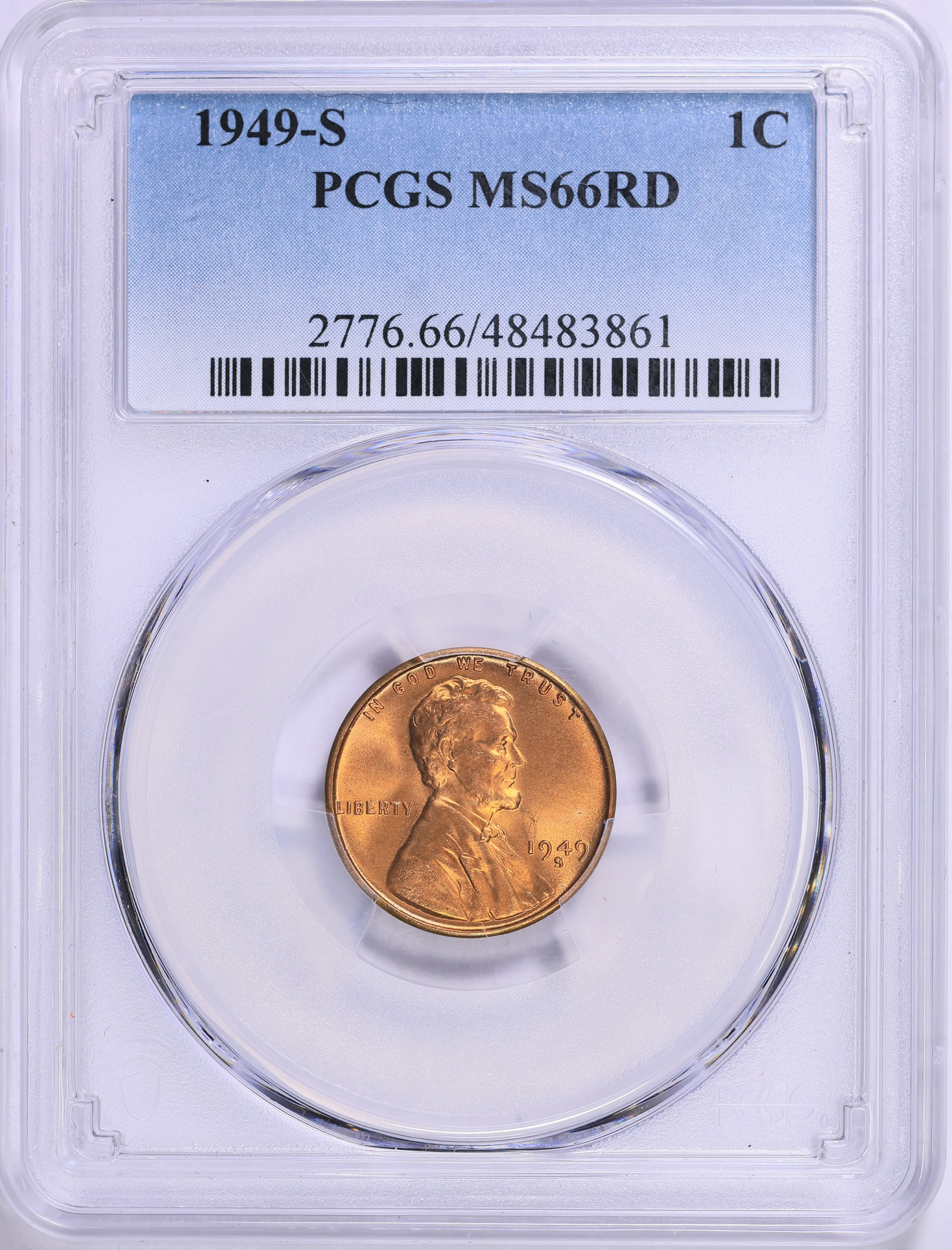 1949-S Lincoln Cent PCGS MS-66 RD (Item 1843025) | GreatCollections Coin Auctions