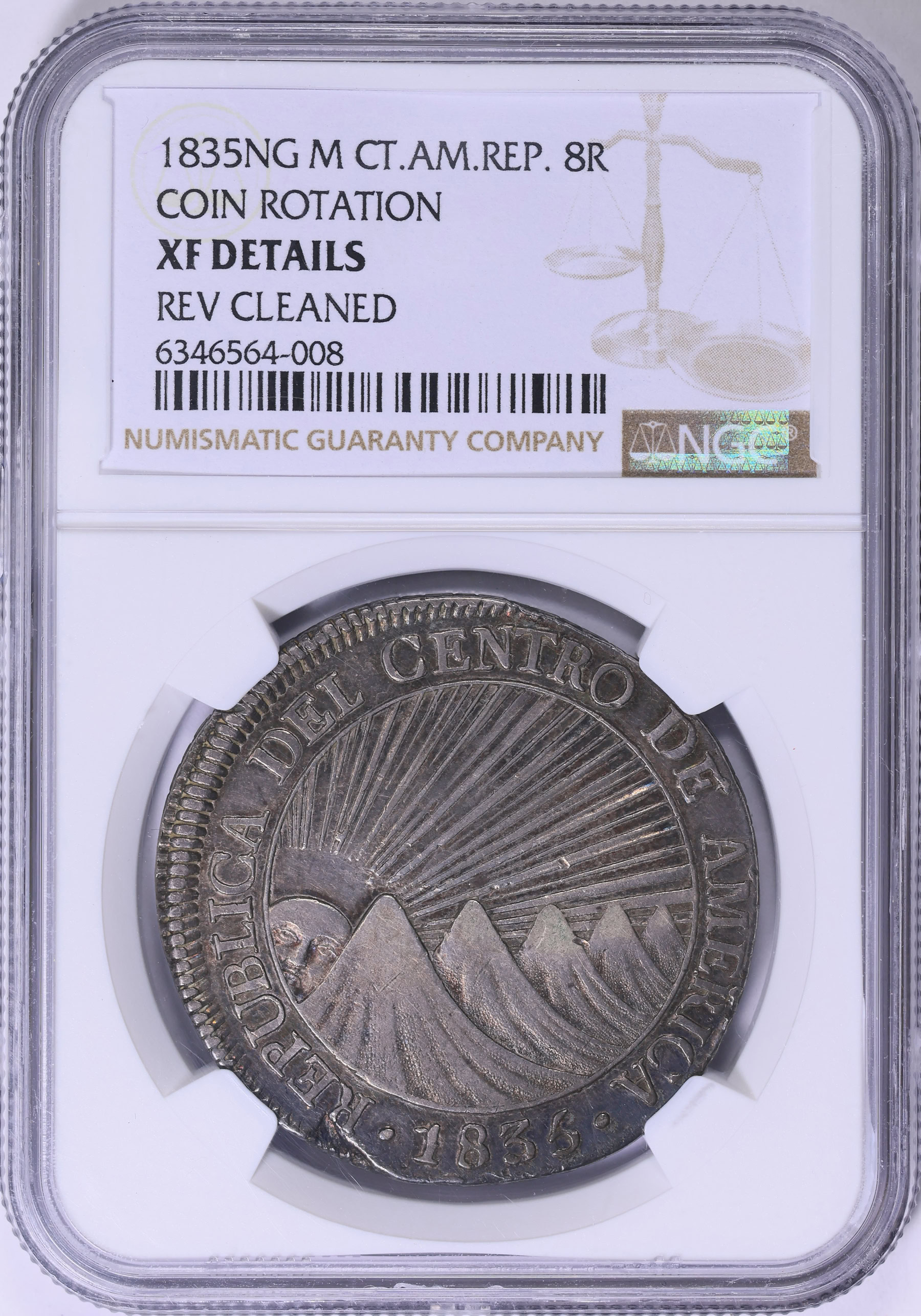 Central American Republic 1835-NG M Silver 8 Reales Coin Alignment KM-4 ...