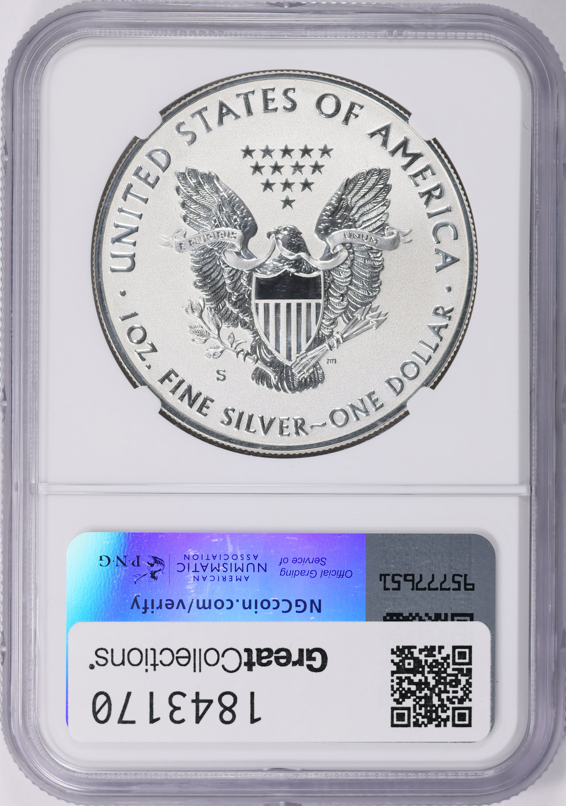 2019-S $1 Silver Eagle Enhanced Reverse Proof NGC Proof-70 (With Original Government Packaging ...