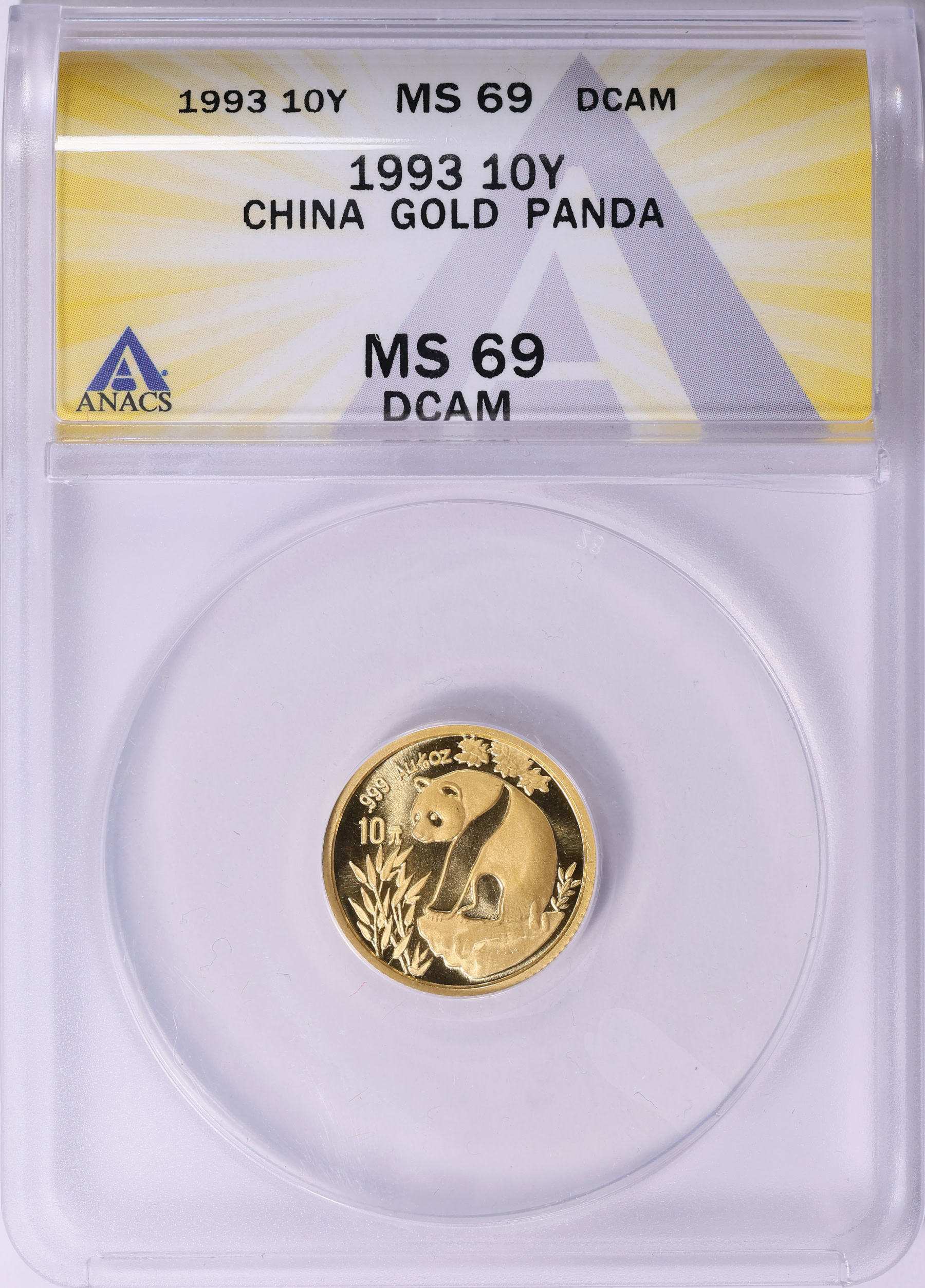 China 1993 Gold 10 Yuan Panda Large Date KM-474 ANACS MS-69 DCAM (AGW ...