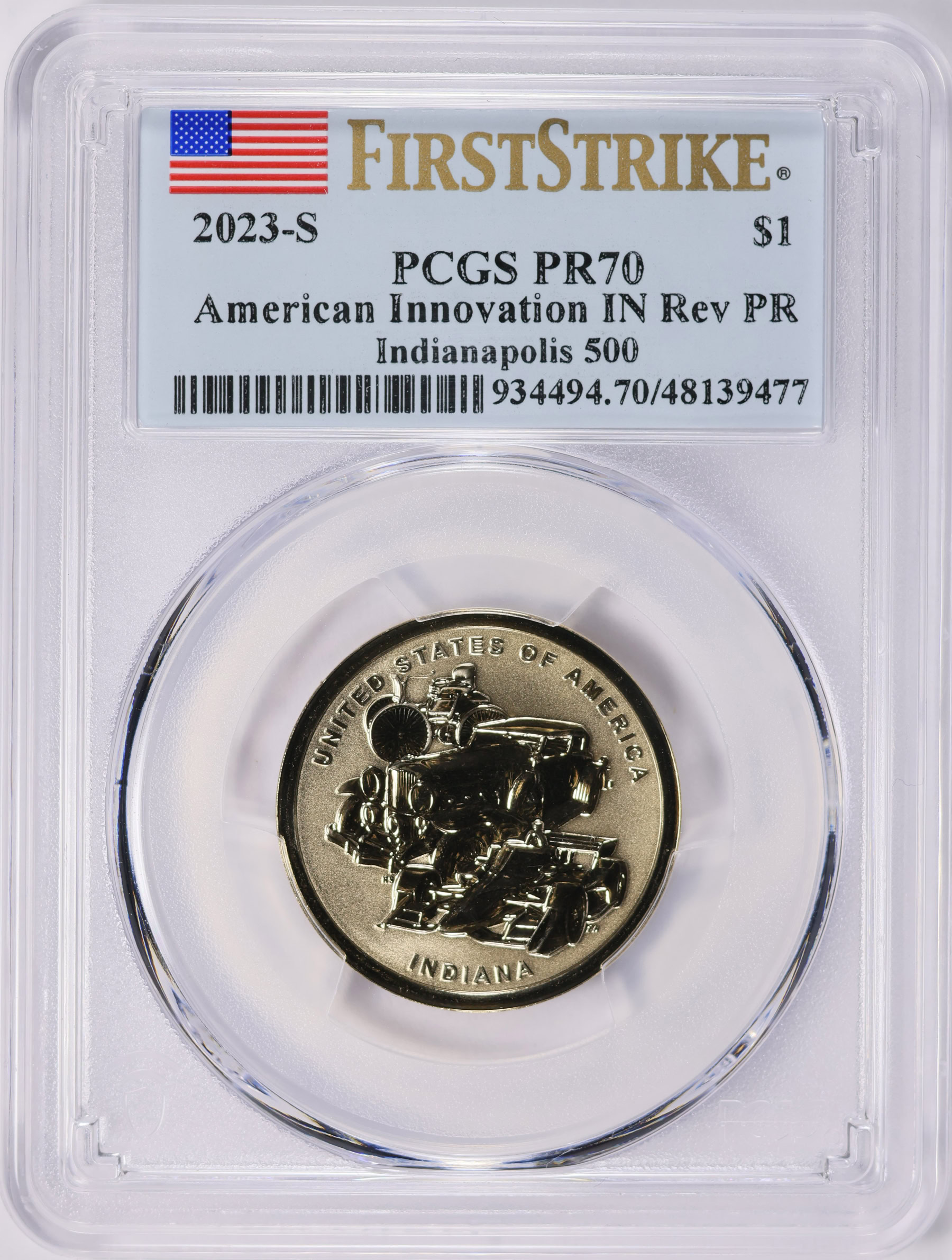 2023-S Innovation Dollar Indiana Indianapolis 500 Reverse Proof First ...