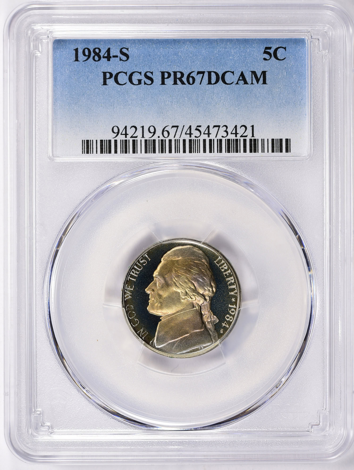1984-S Jefferson Nickel PCGS Proof-67 DCAM (Toned) (Item 1843276 ...