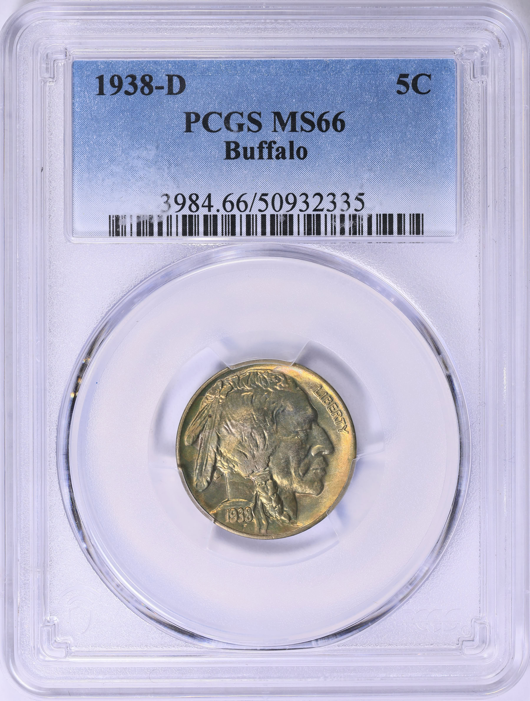 1938-D Buffalo Nickel PCGS MS-66 (Toned) (Item 1843283) | GreatCollections Coin Auctions