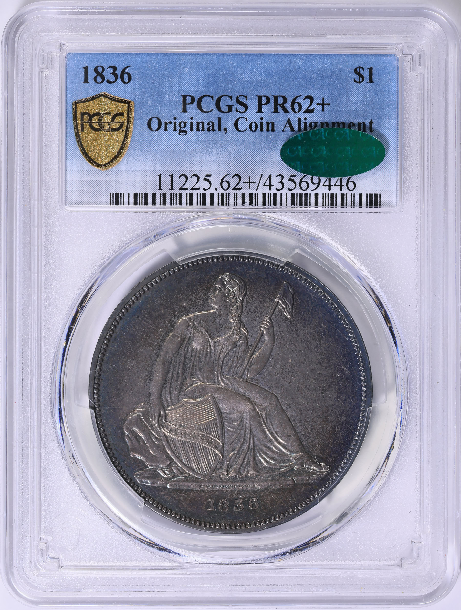1836 Gobrecht Silver Dollar Original, Coin Alignment PCGS Proof-62 ...
