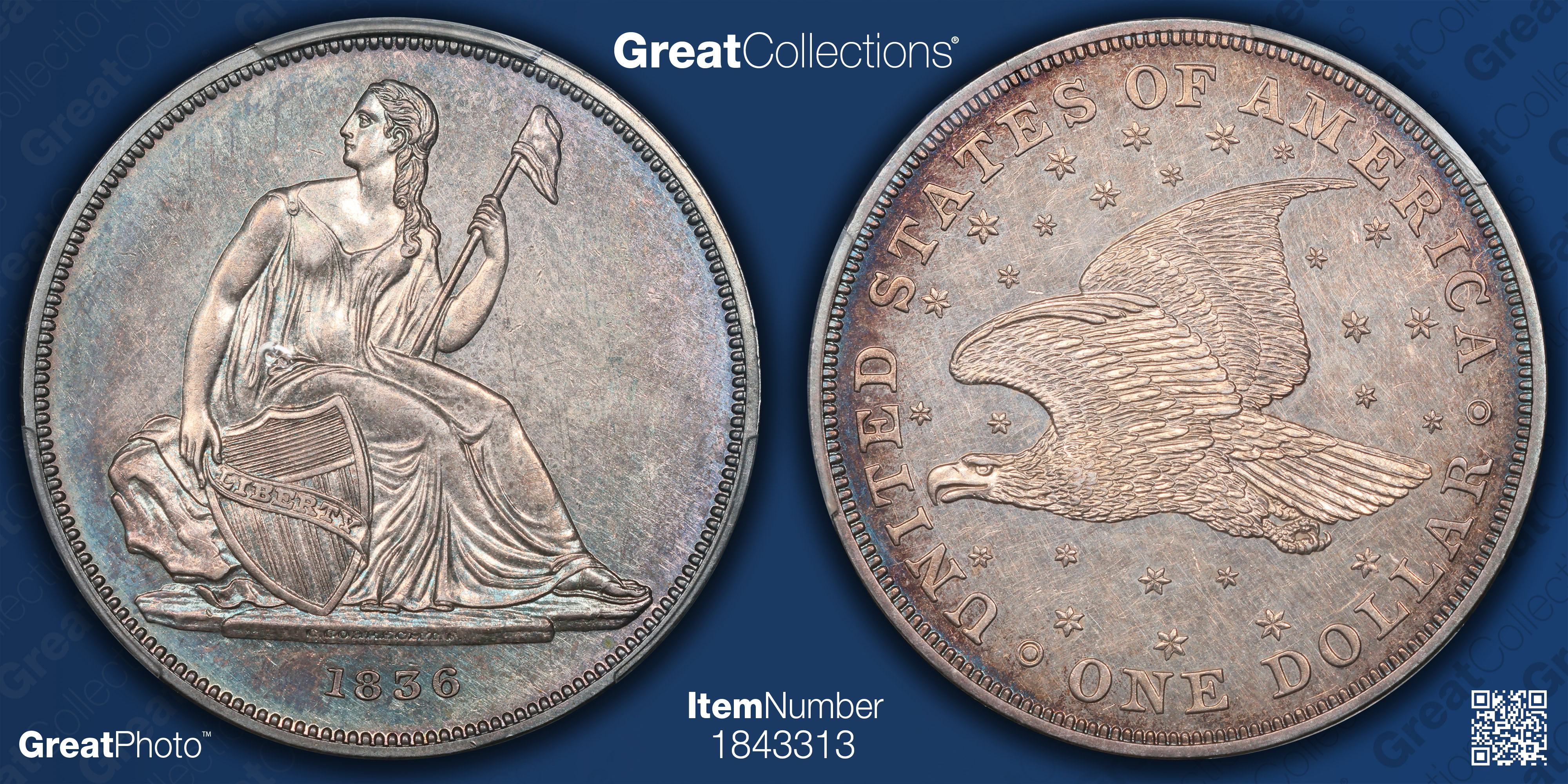 1836 Gobrecht Silver Dollar Original, Coin Alignment PCGS Proof-62 ...