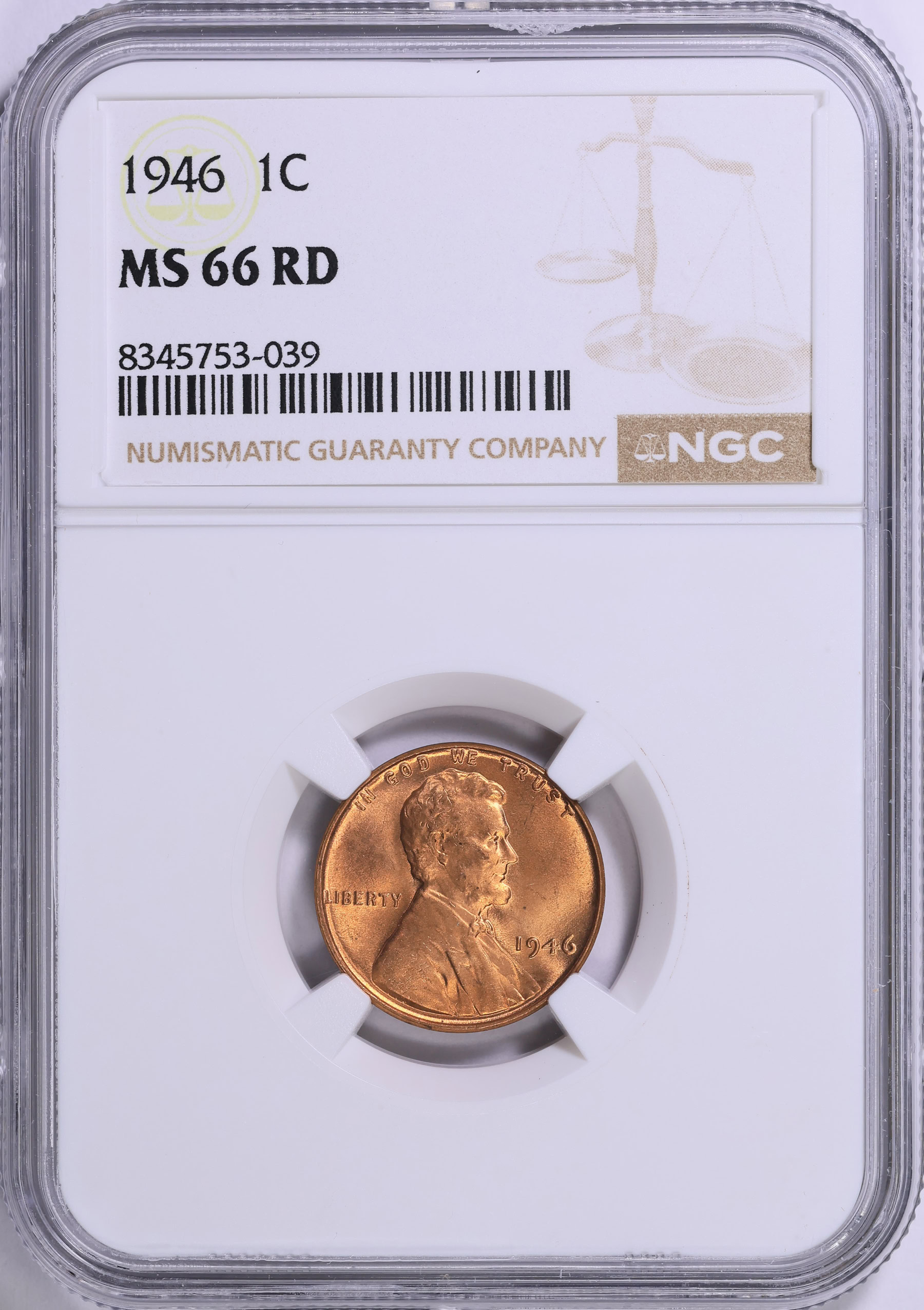 1946 Lincoln Cent NGC MS-66 RD (Item 1843354) | GreatCollections Coin Auctions